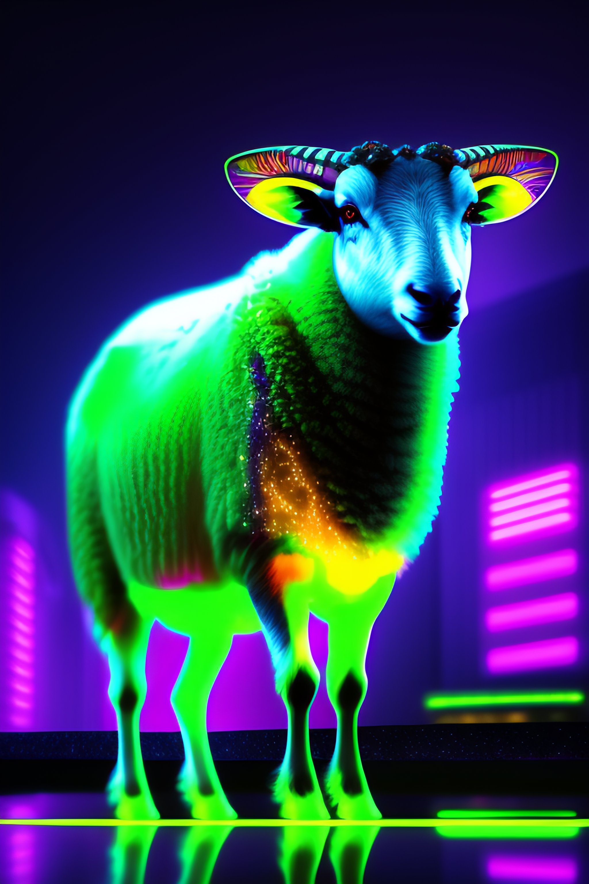 Lexica - Cyber sheep in neon city at night