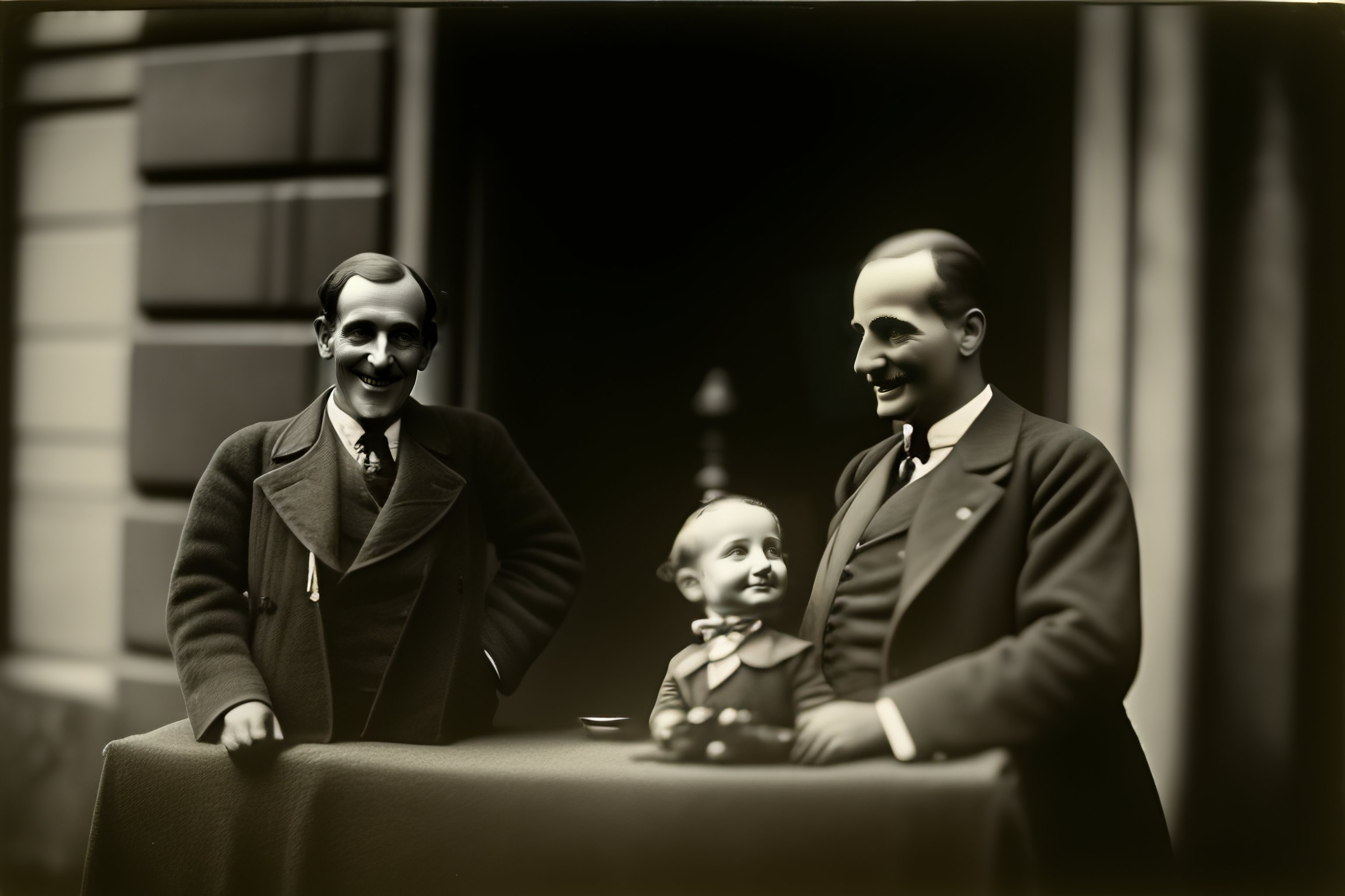 Lexica - Ventriloquist figure laying on a stage, smiling, staring into ...