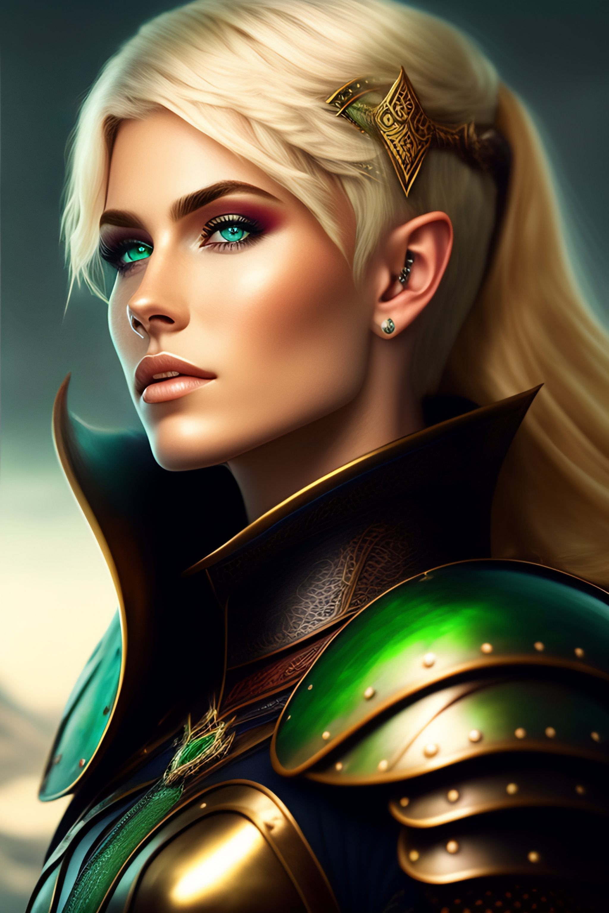 Lexica - Young adult female, leather armour, blonde hair, pixie cut ...