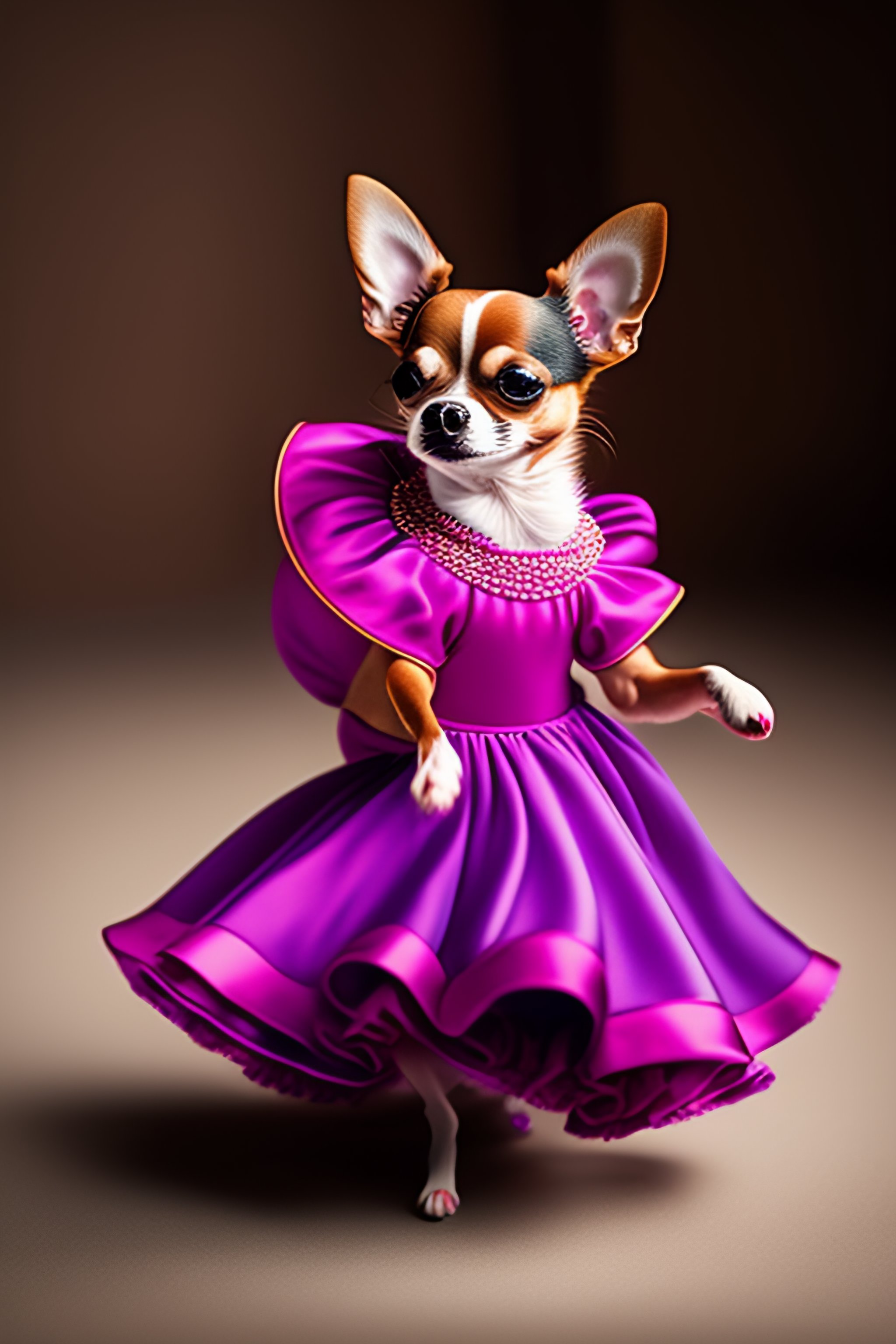Lexica - Chihuahua hua dancing in a ball gown