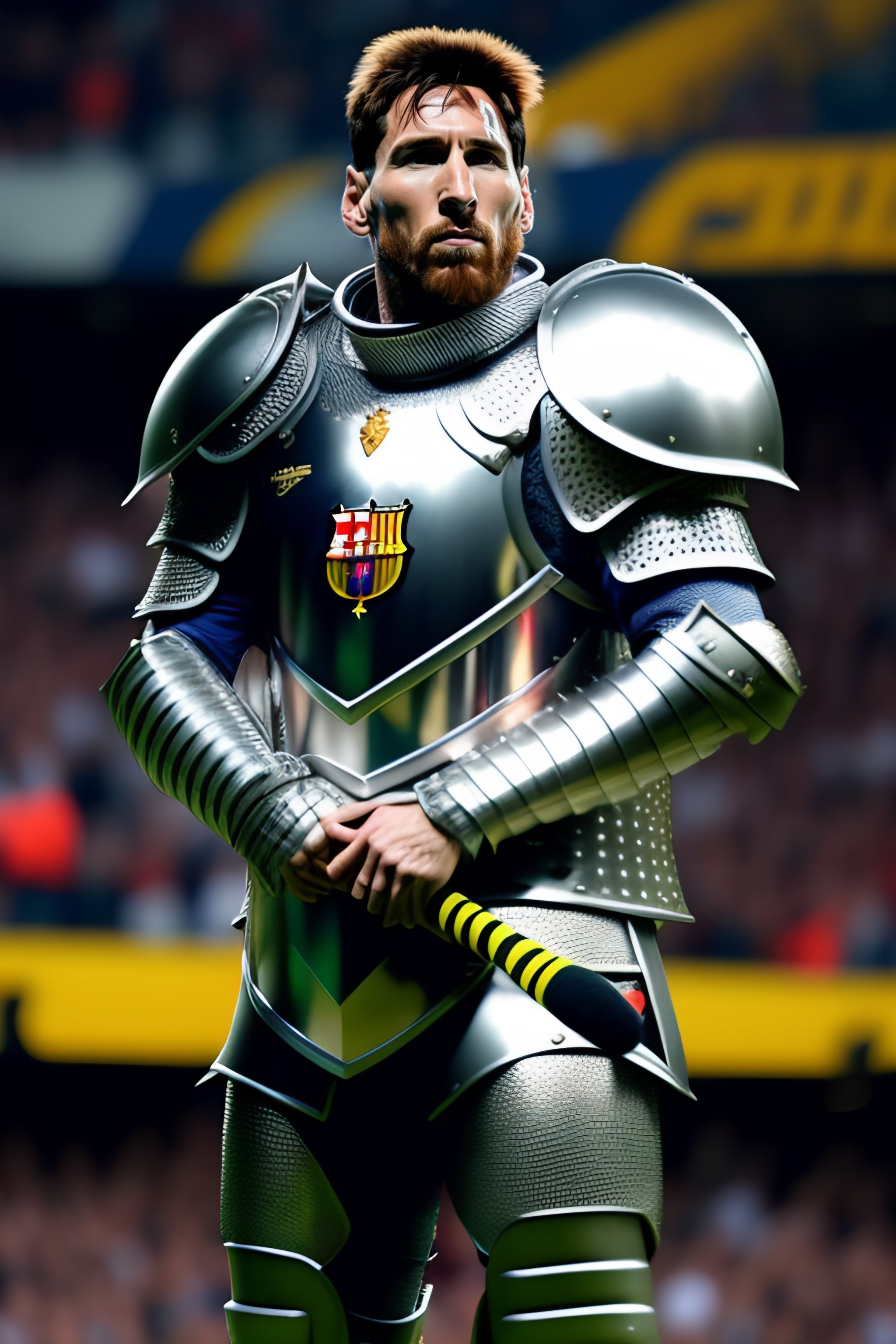 Lexica - Lionel messi wearing a knight armour