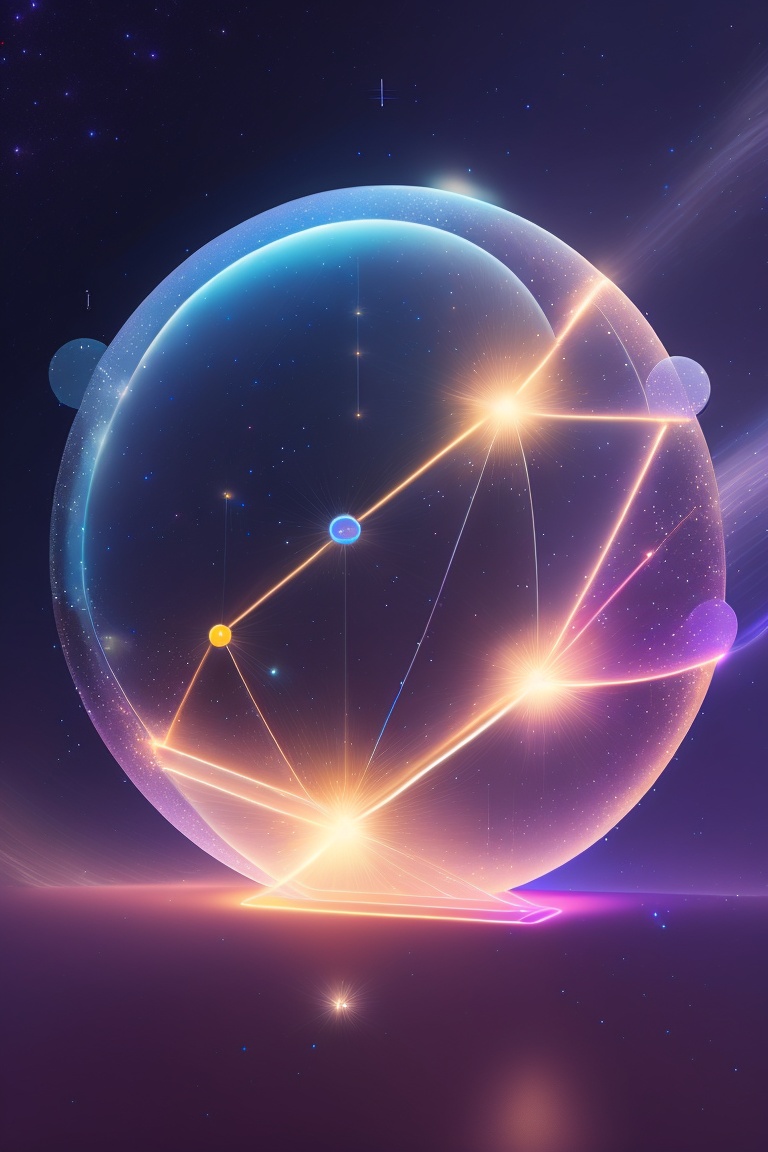 Lexica - "A network of glowing nodes and connections sprawling across a celestial digital ...