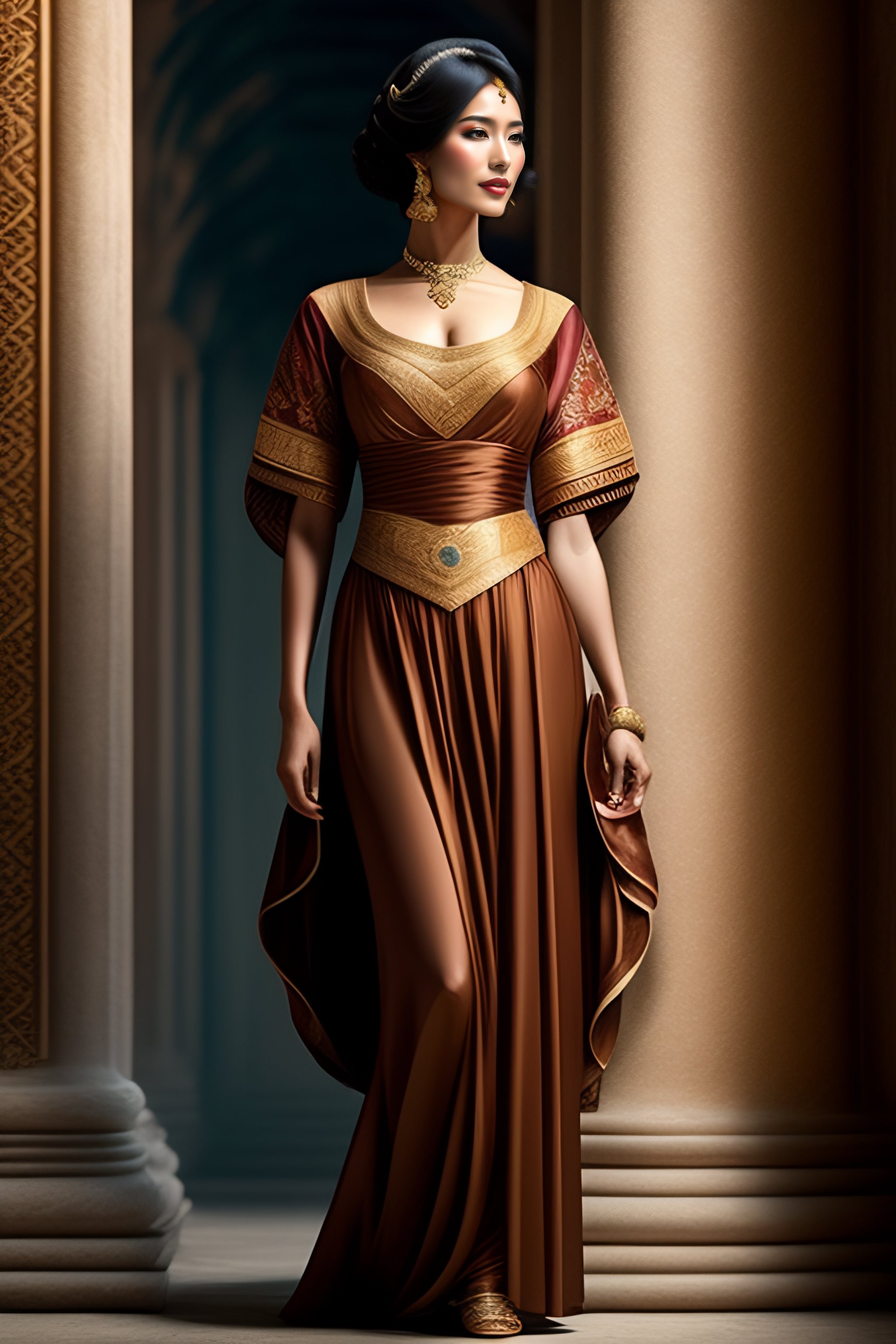 Lexica - Delicate auspicious woman with medium short bobo hair brown in ...