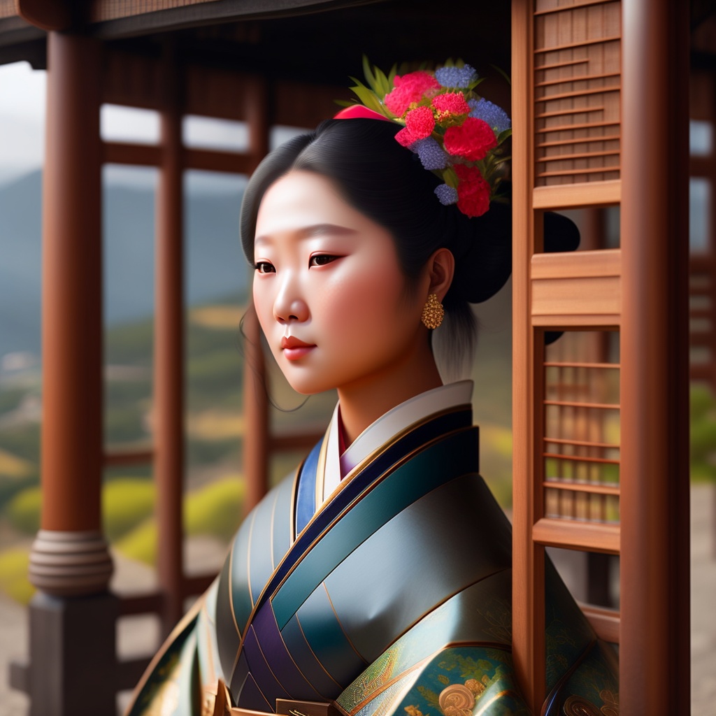 Lexica - A frontal posture semi-portrait of a female, ancient japan ...