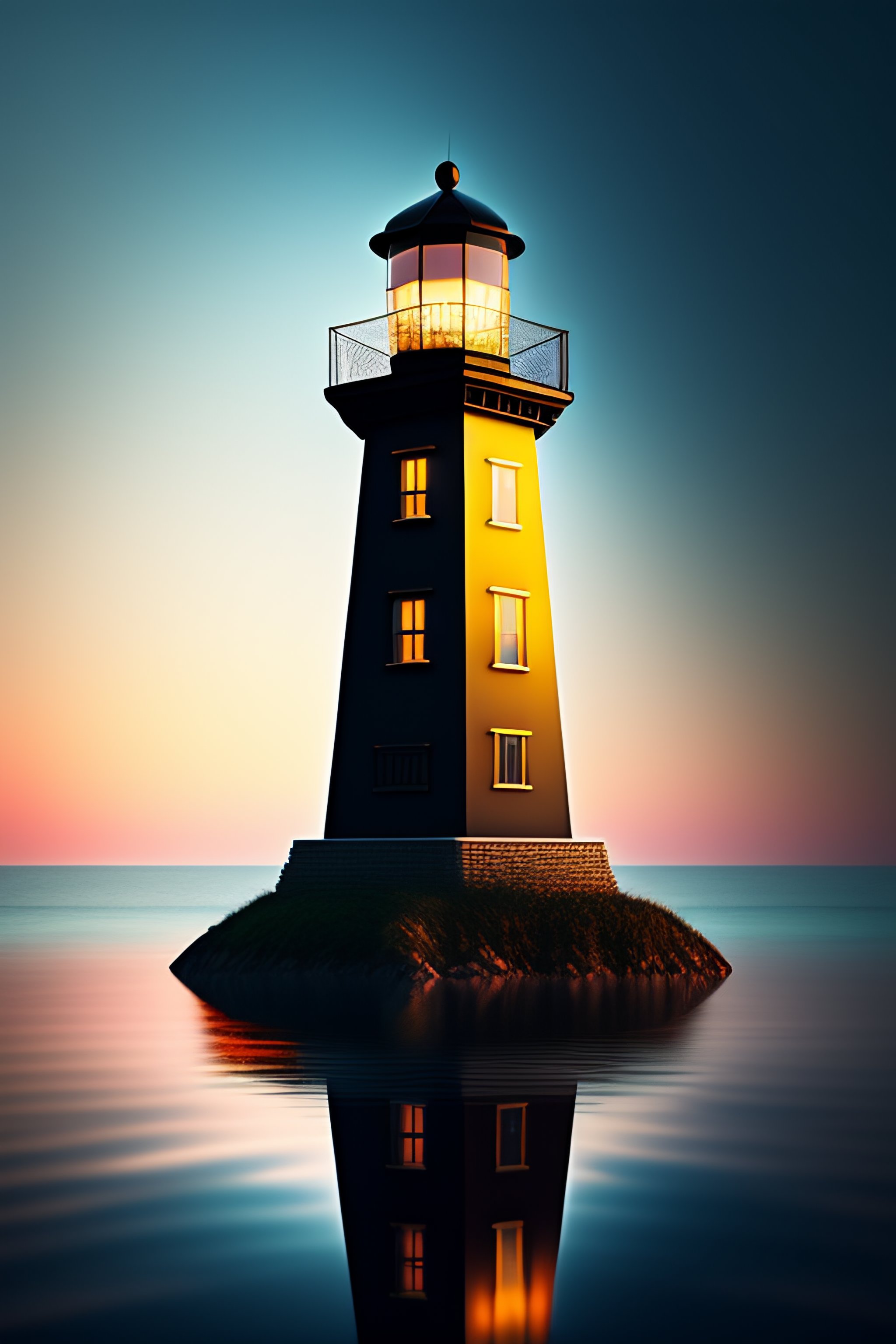 Lexica - IOS icon, black house, illustration, on a small island, a ...