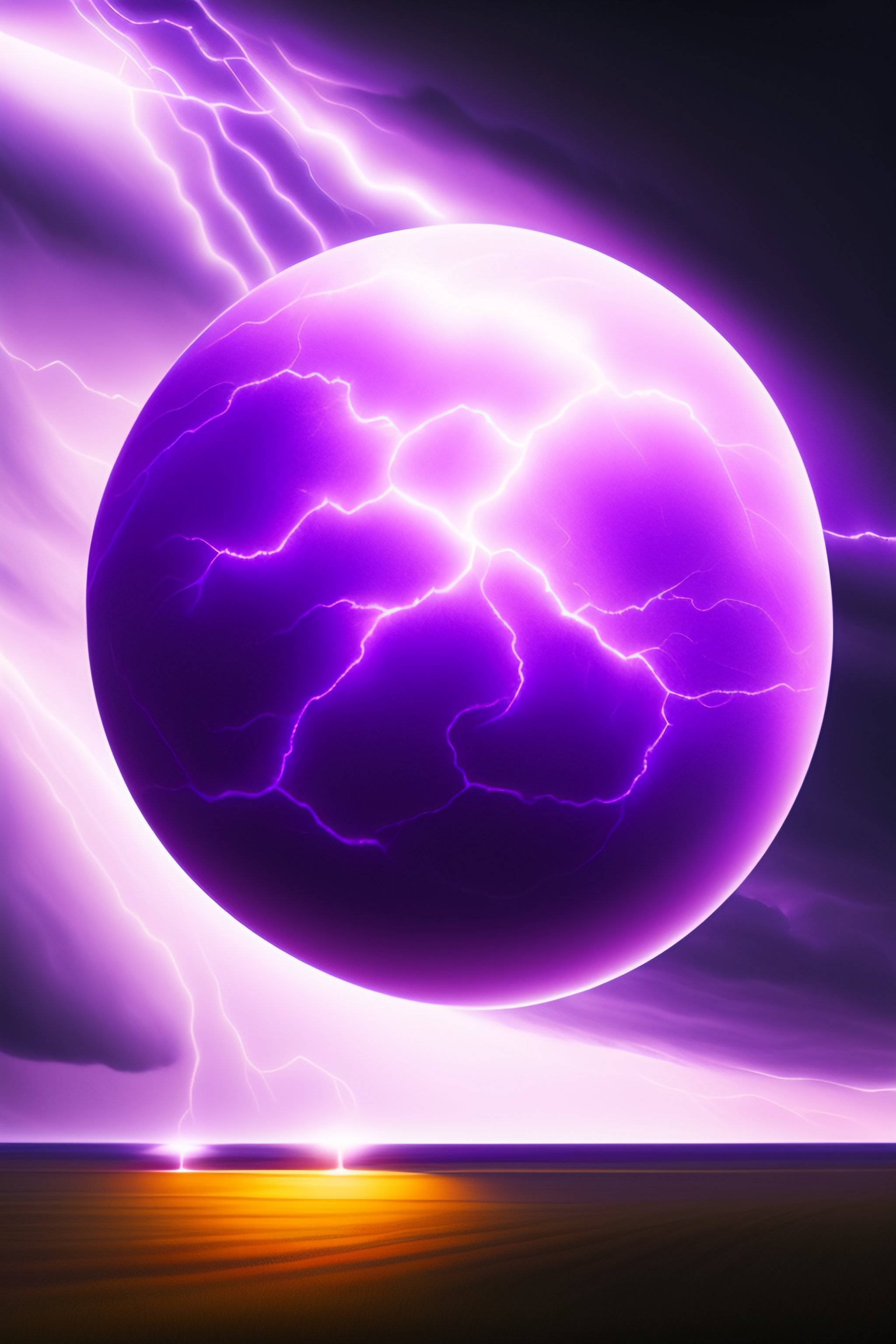 Lexica - A purple orb in the sky with lightnings, line art