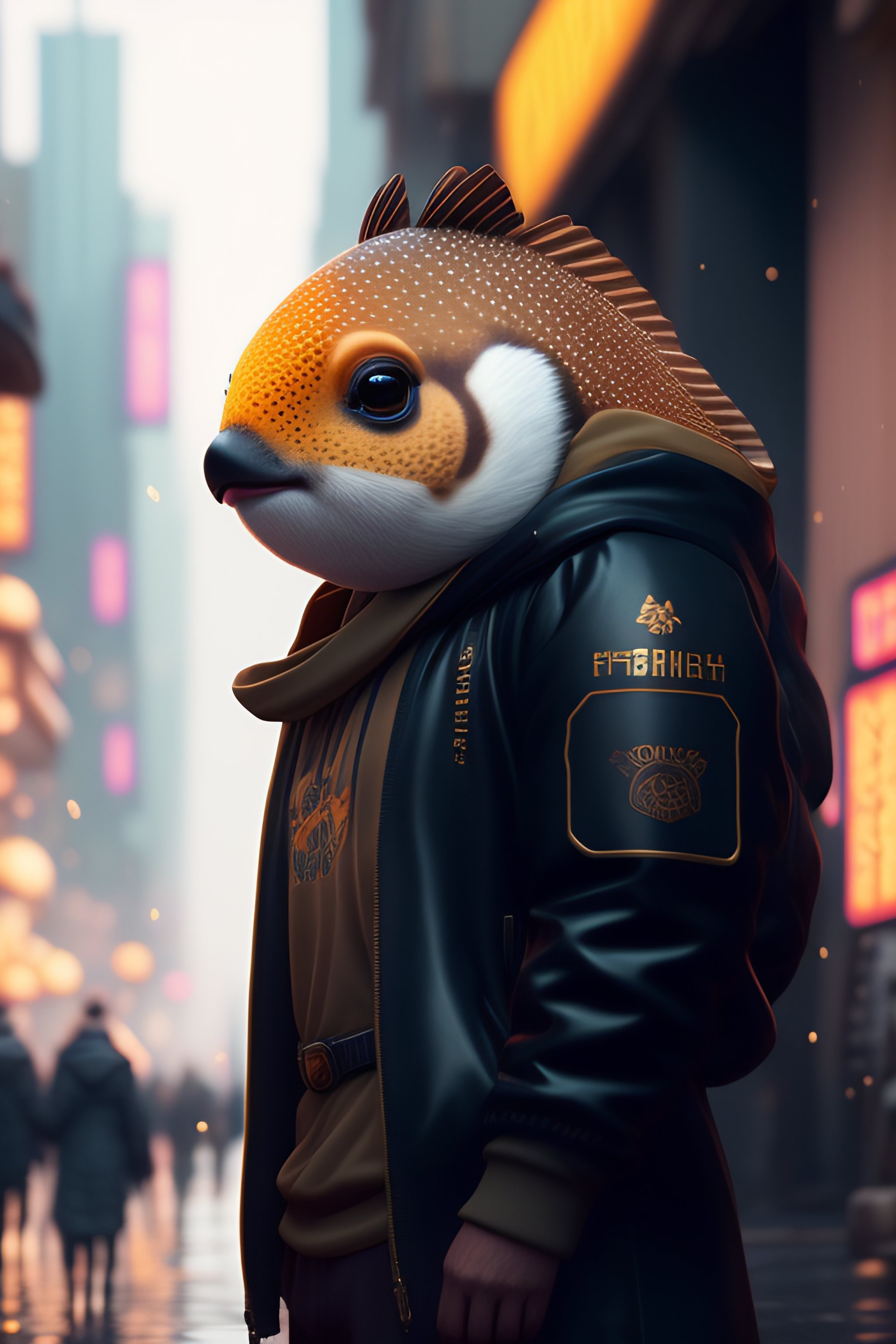 Lexica - Splash art of cute male anthropomorphic pufferfish in the ...