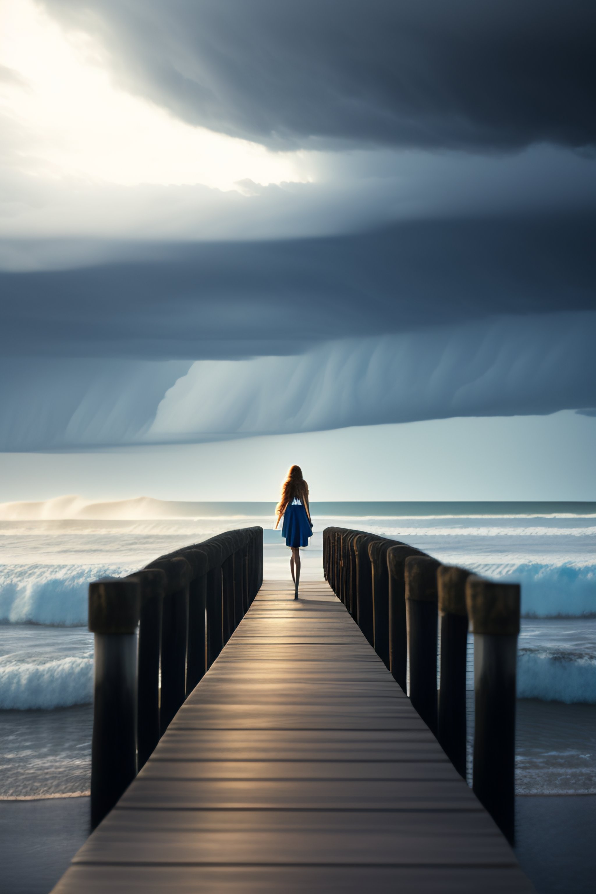 Lexica - Massive storm brewing in the sea, wooden old jetty extending ...