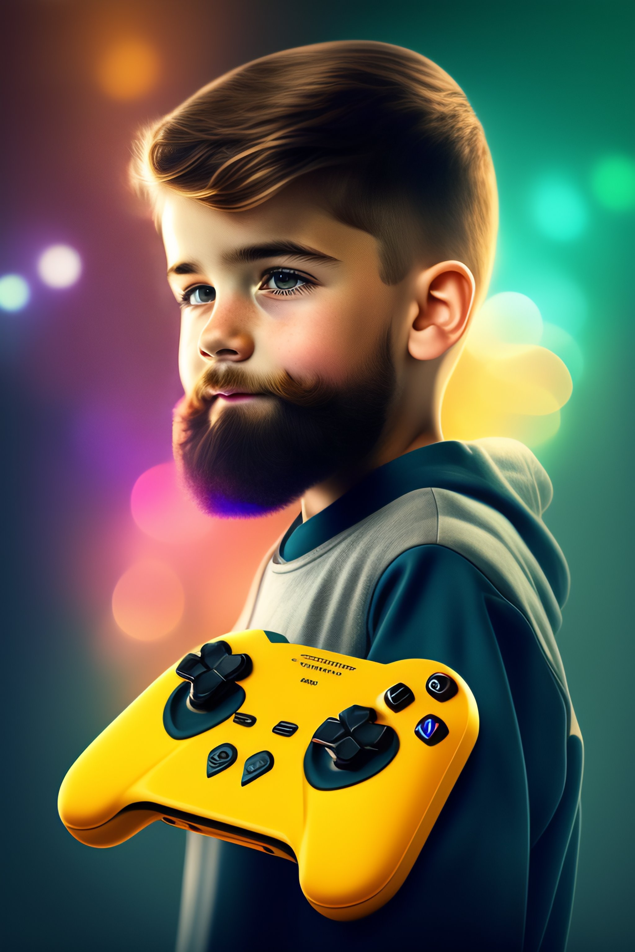 Lexica - Gamer young boy with a beard with controller