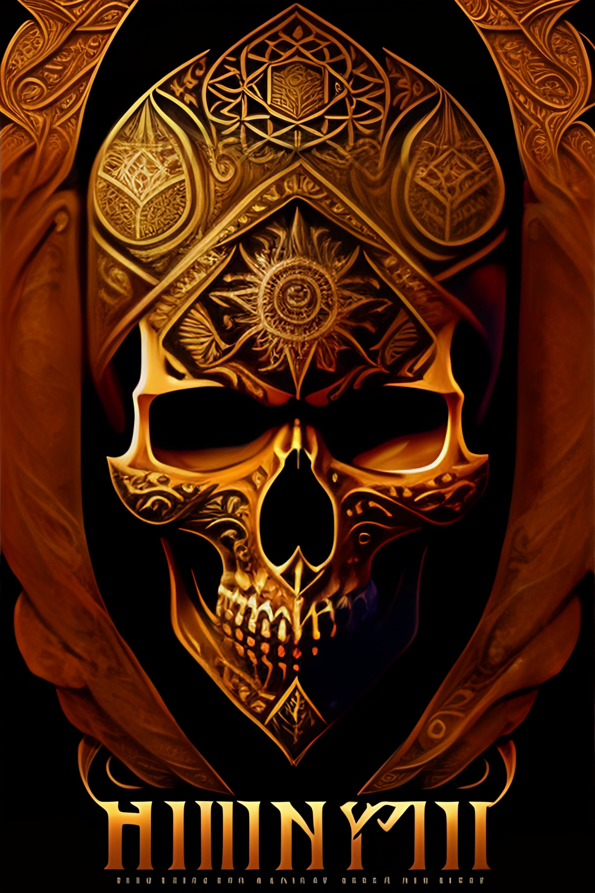 Lexica - Symmetry comic cover art of a skull head, dnd, high fantasy ...