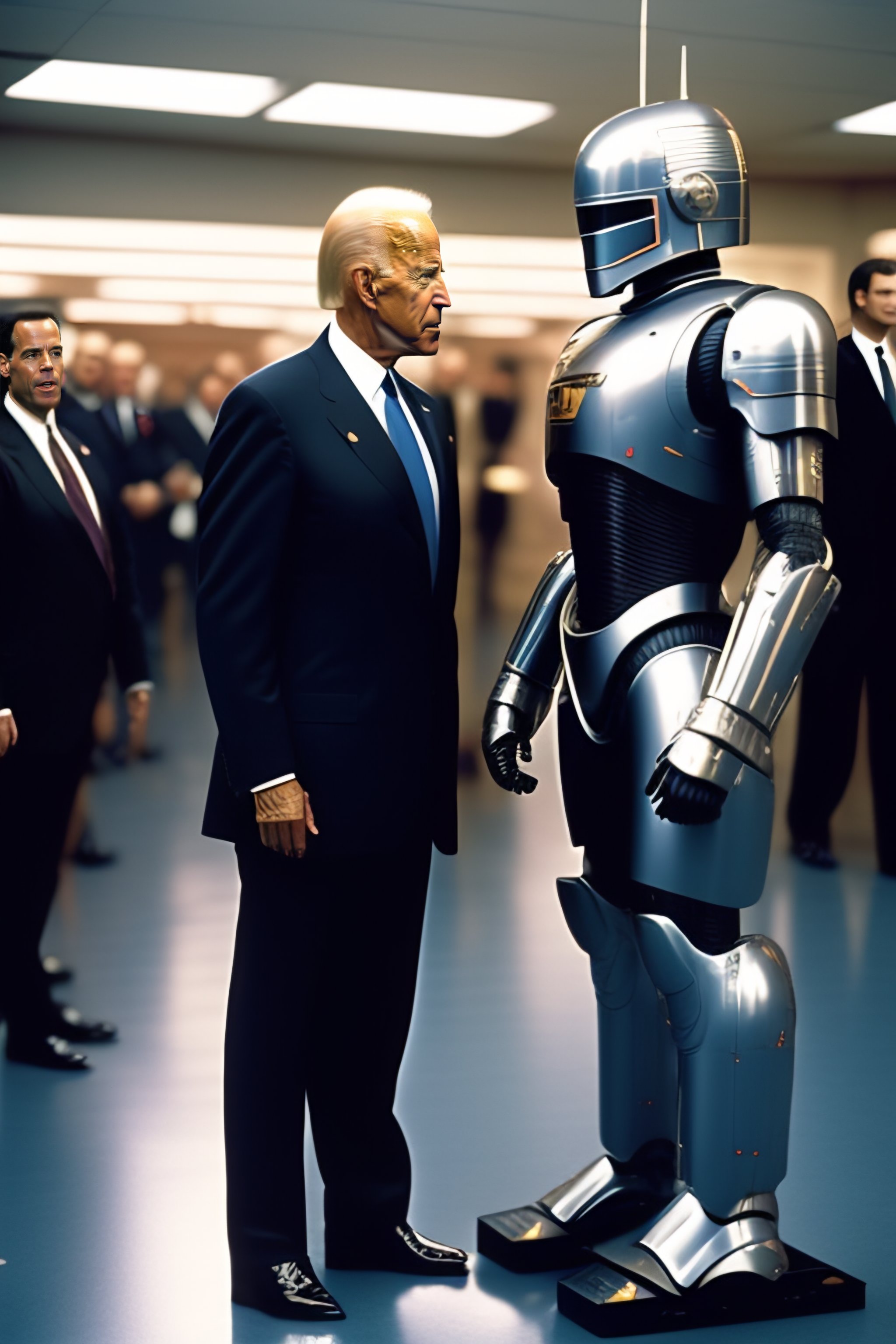 Lexica - 1 : 1 cinematic shot of joe biden being turned into robocop ...