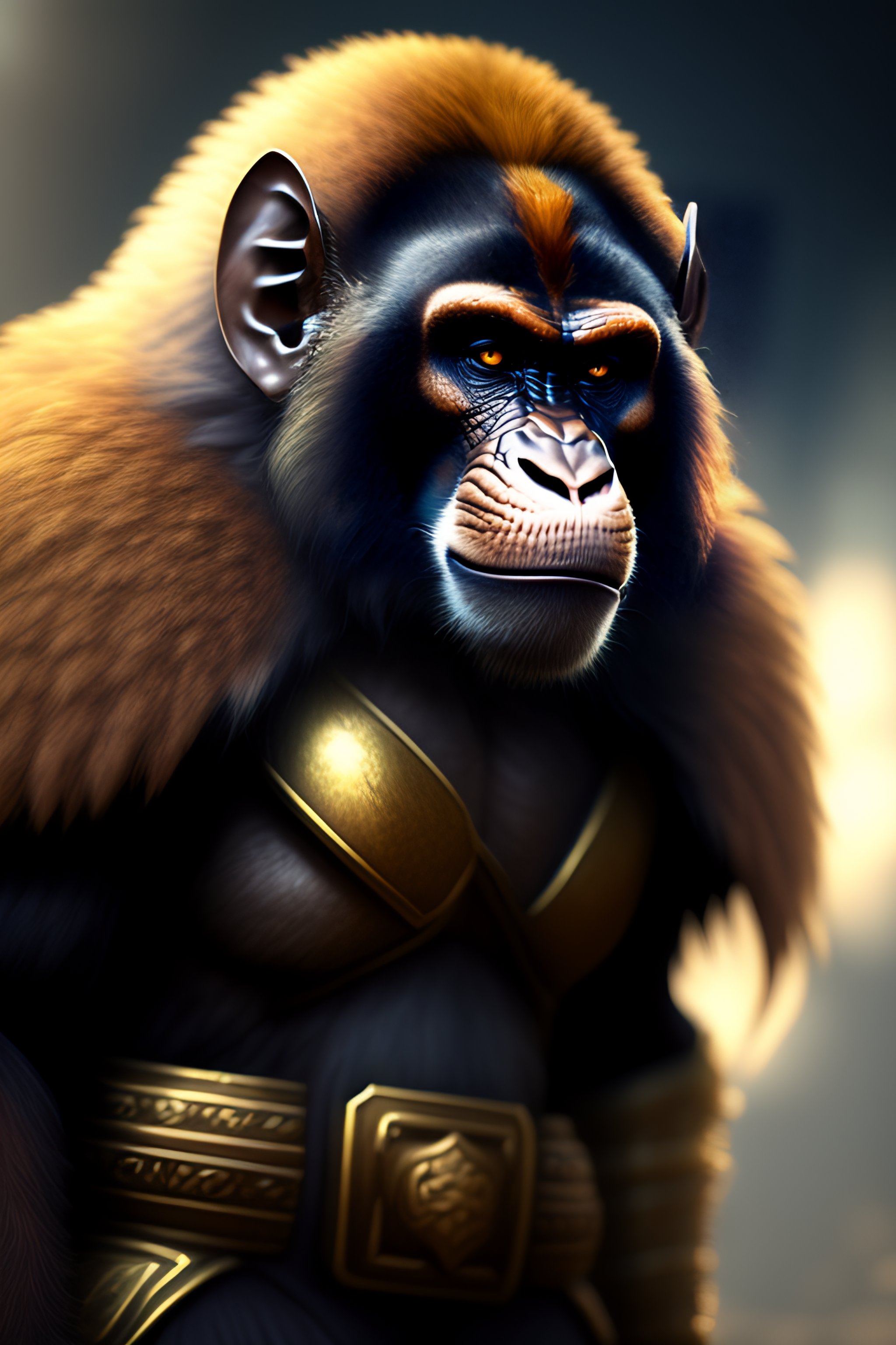 Lexica - Powerful Monkey Armored , Realistic , detailed, Rpg style
