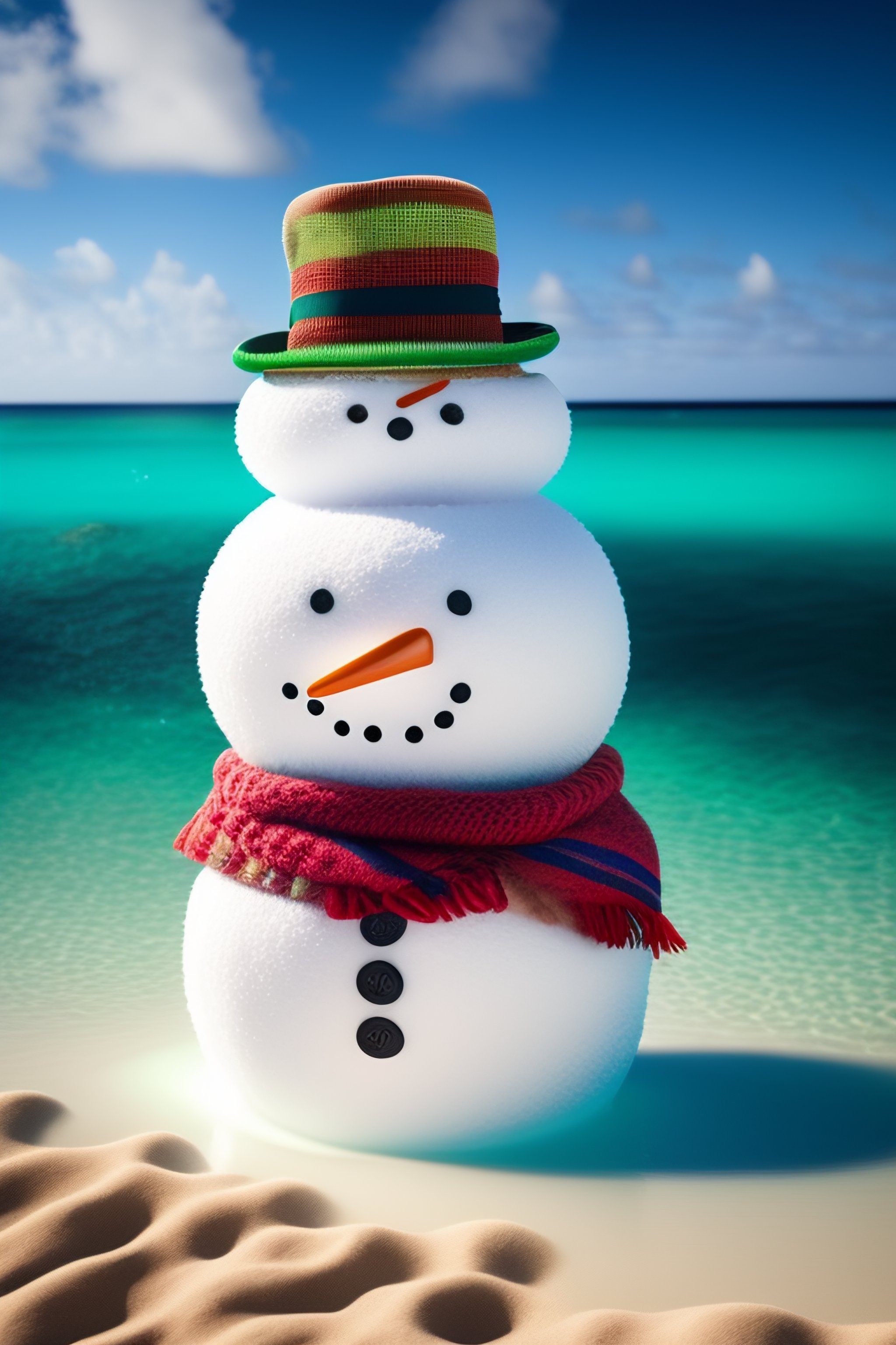 Lexica - Snowman lost in a cribean island, picaso stile