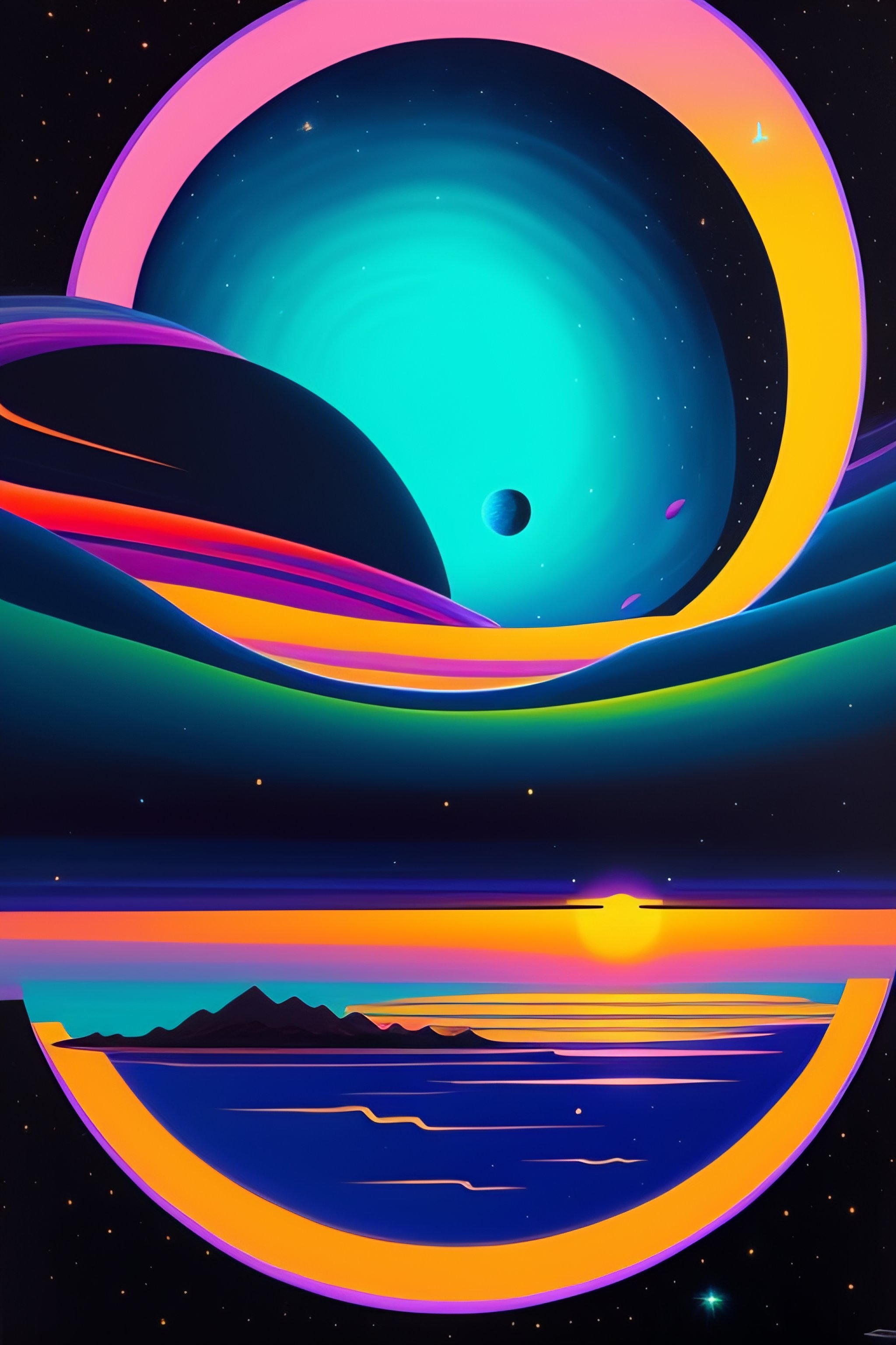 Lexica - Earth with two moons visible at night with auroras poster art ...