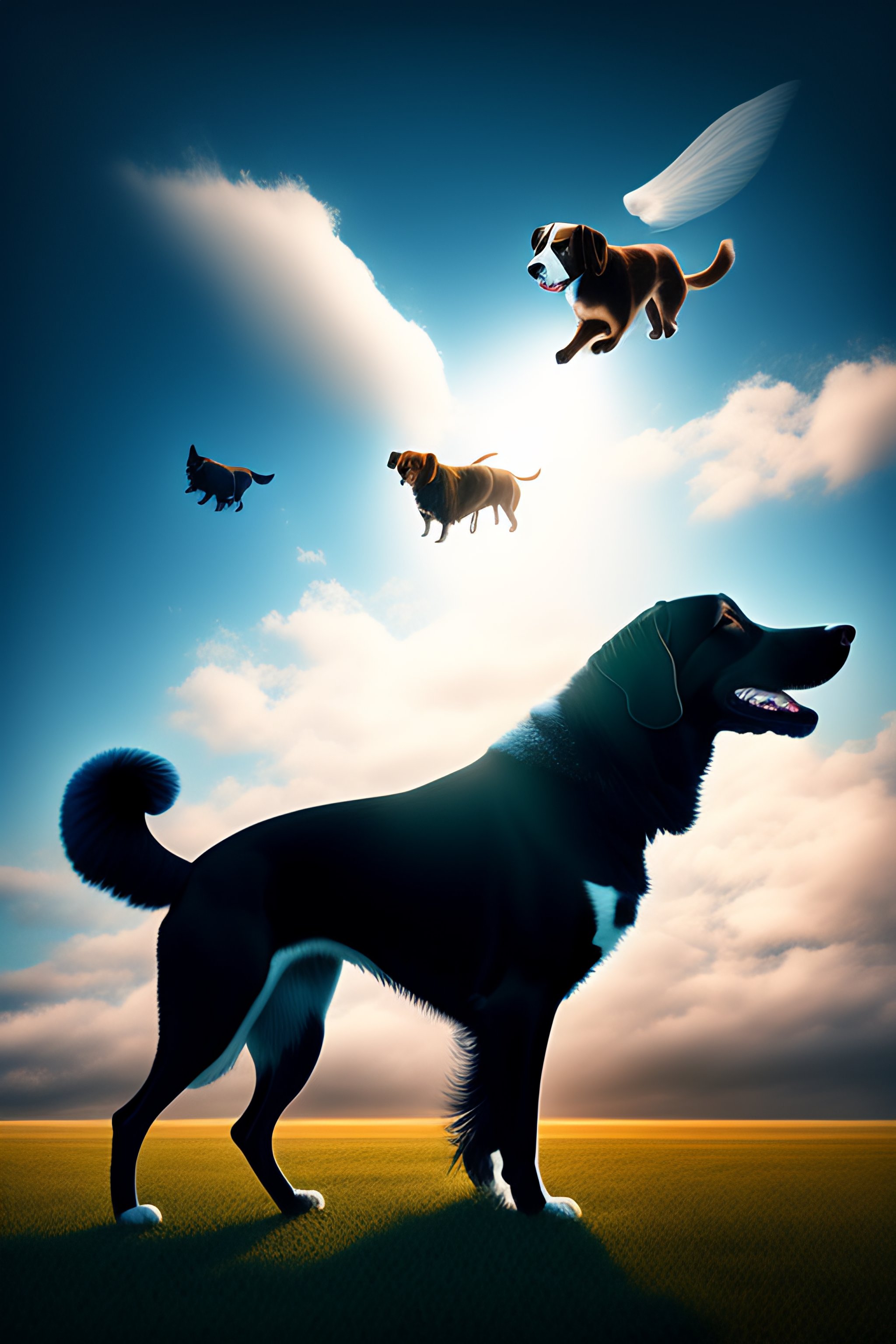 Lexica - Dogs flying in the sky