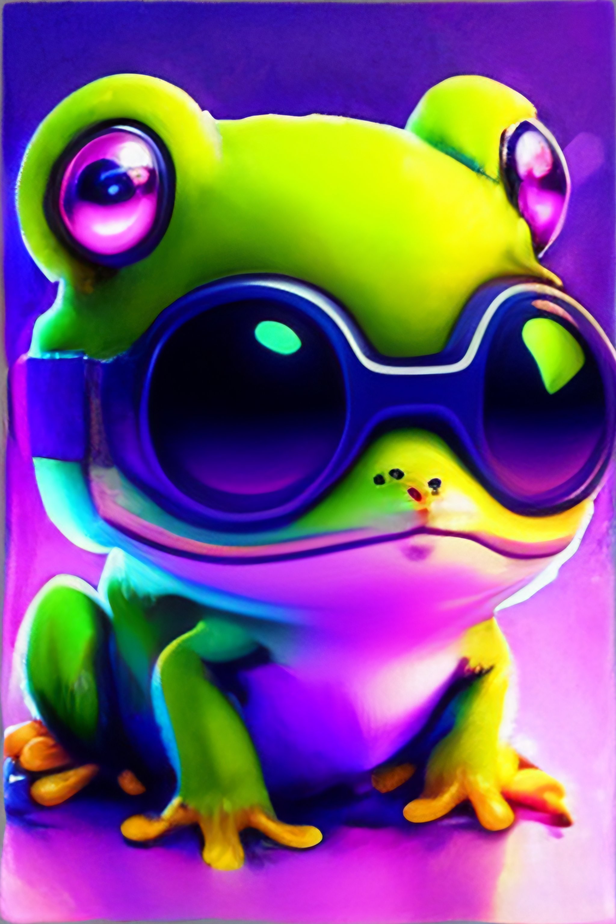 Lexica - Cute and adorable cartoon fluffy baby frog, wearing a cool ...