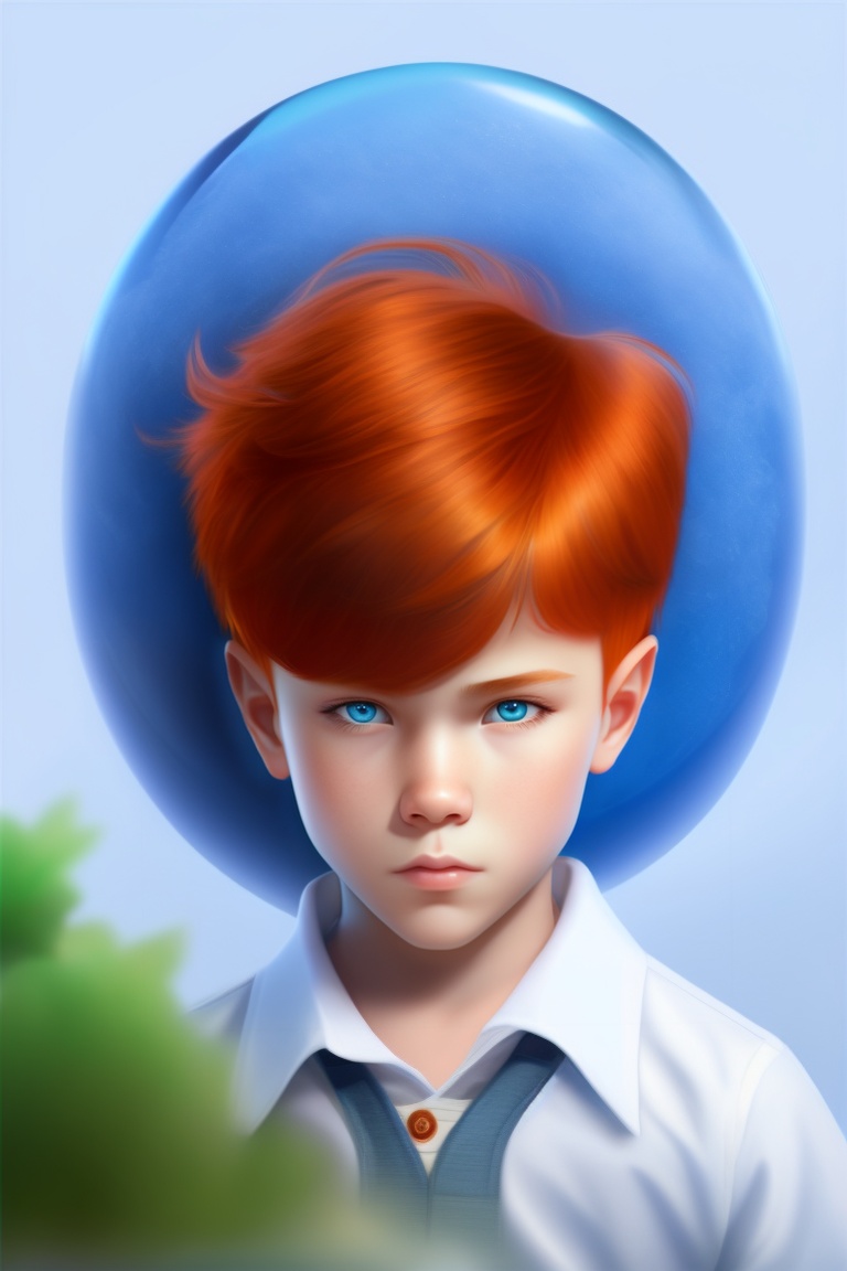 Lexica - Red hair,light face,white shirt,blue fant,light ,boy