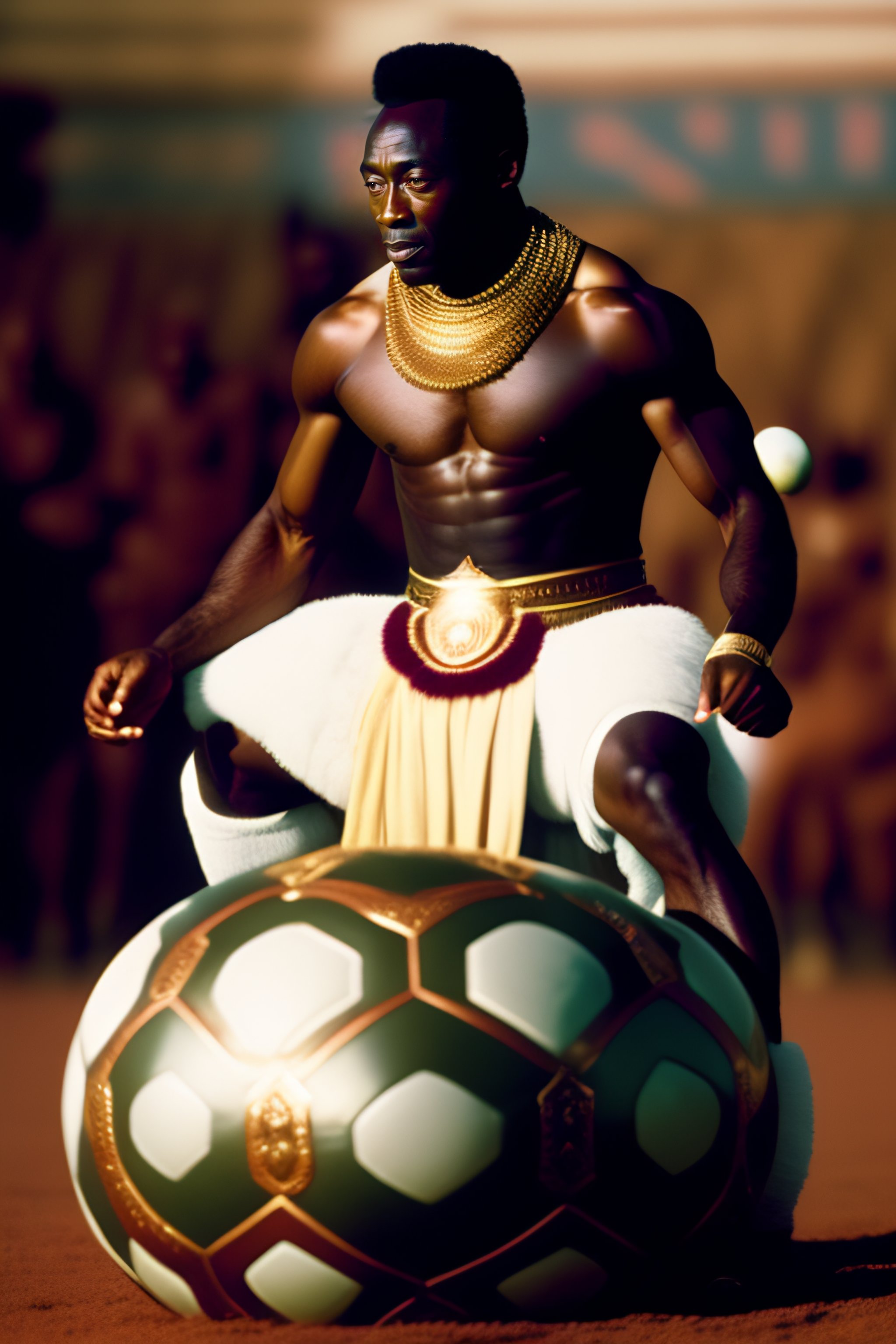 Lexica - Pele as gon in throne with ball, white predomknance pele god ...