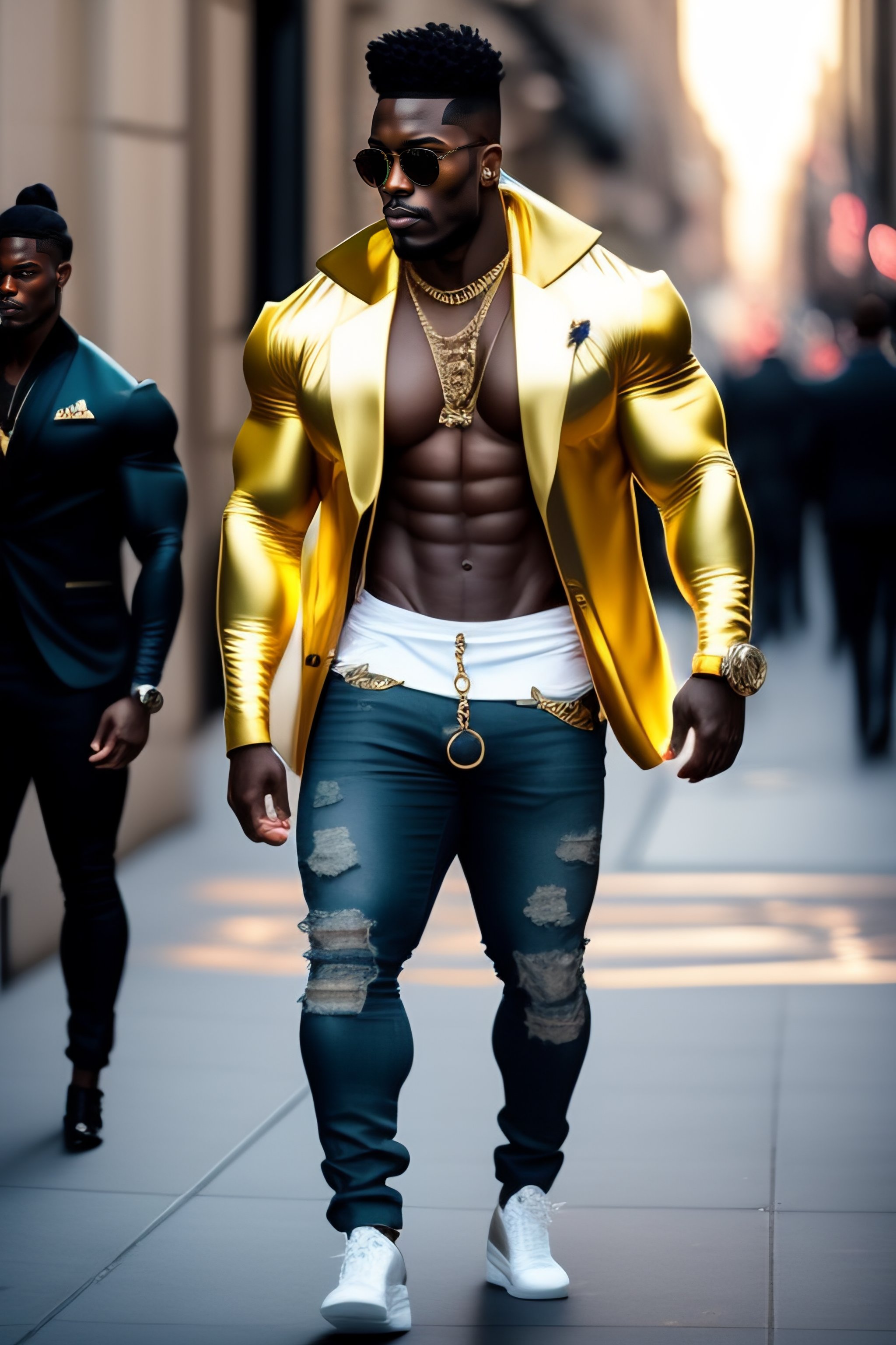 Lexica - A stunningly handsome ebony man with a muscular physique ...