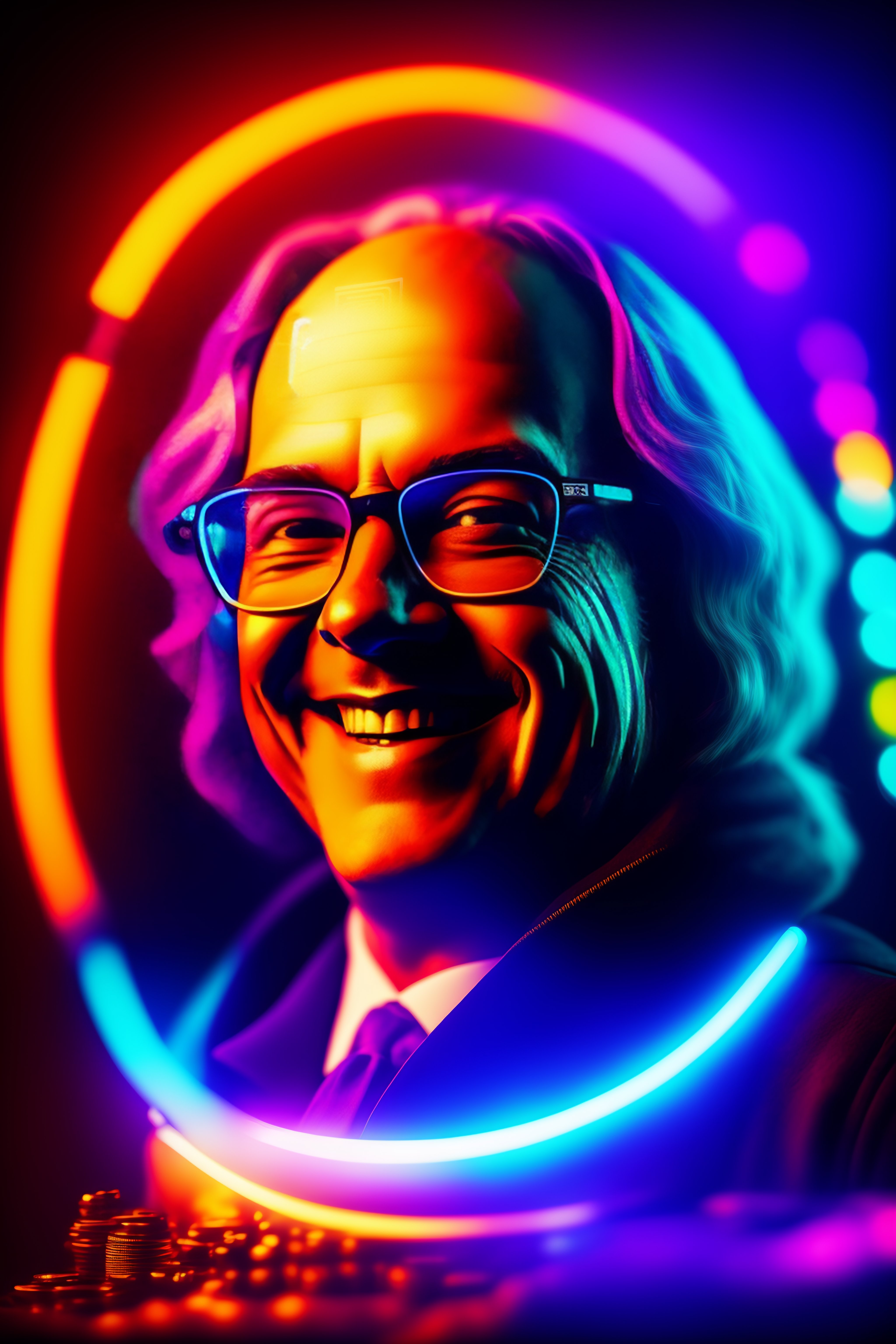 Lexica - Picture of smiling Benjamin Franklin as crypto traider, Imax ...