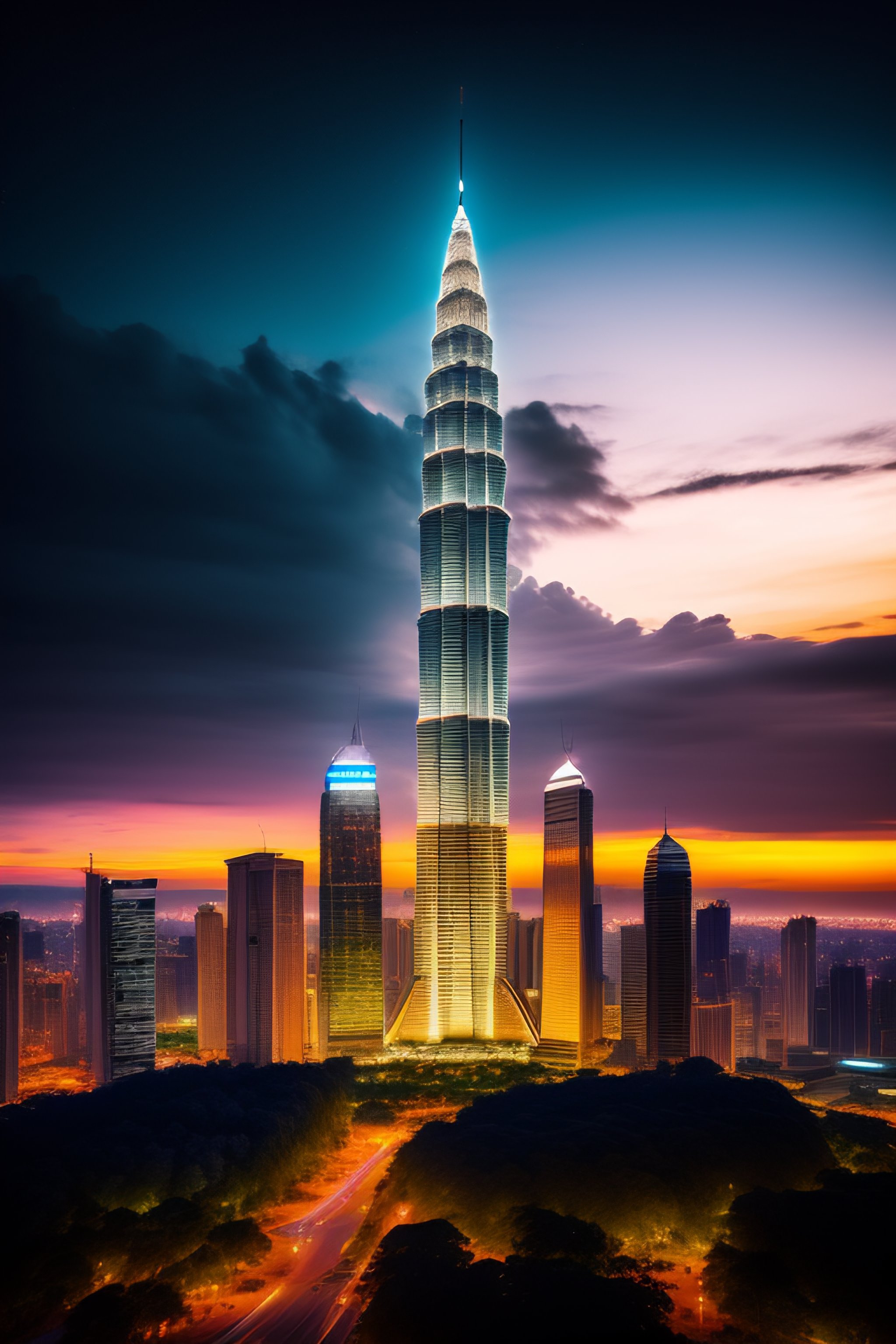 Lexica - A high definition image of klcc getting strike by meteor