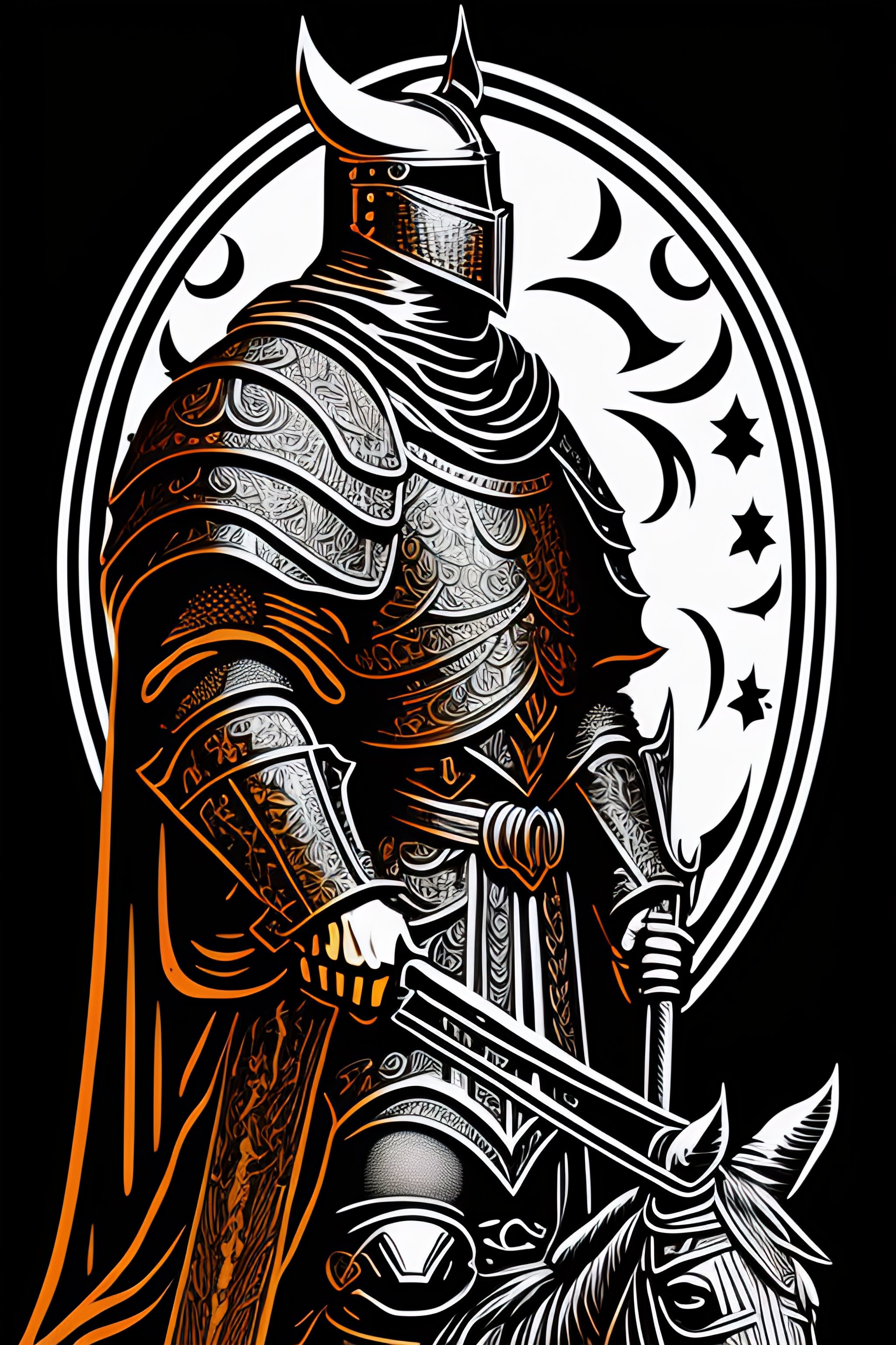 Lexica - Linocut, medieval knight, sacred paladin