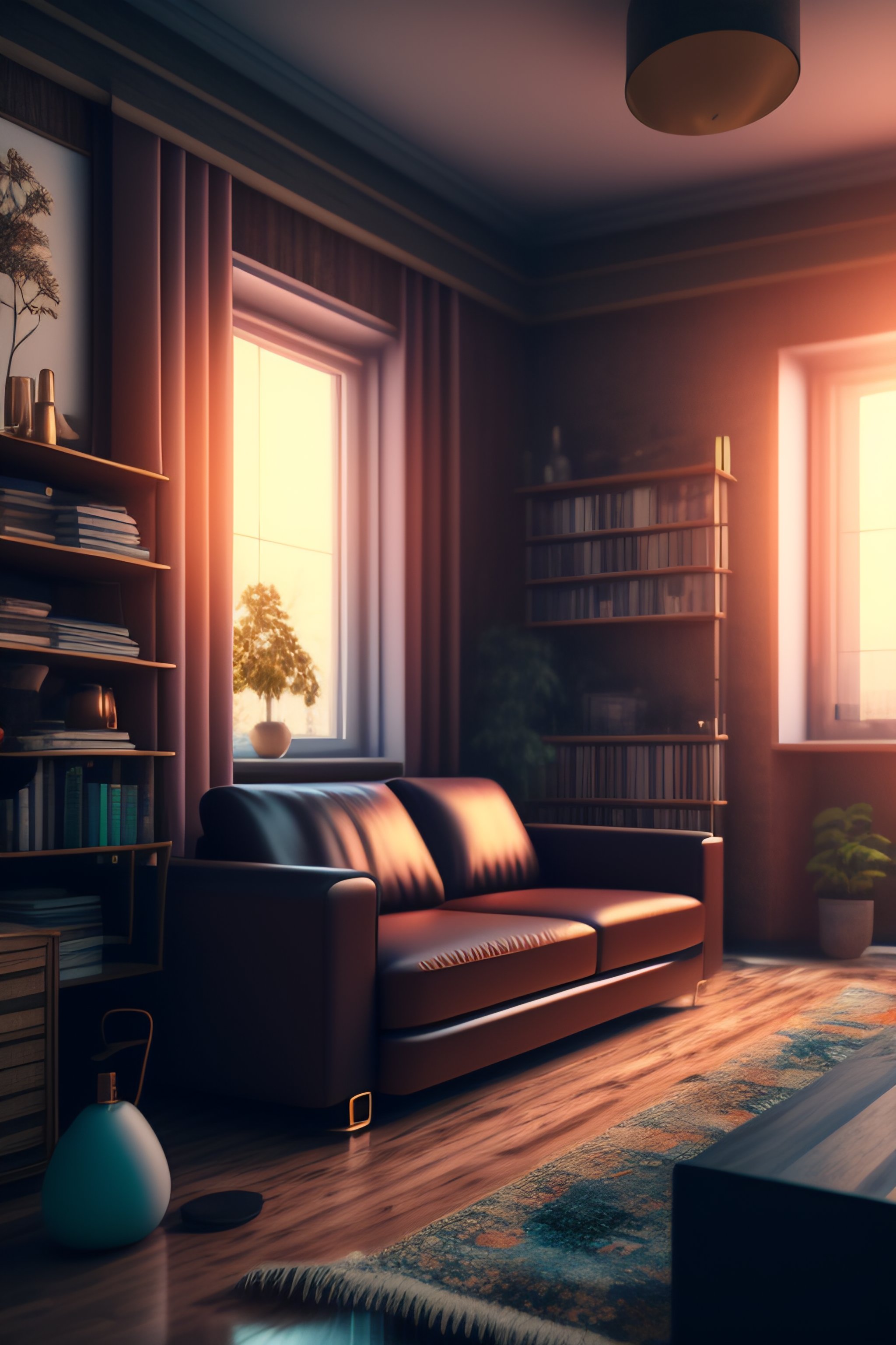 Lexica - Highly detailed interior shot of a messy living room with ...