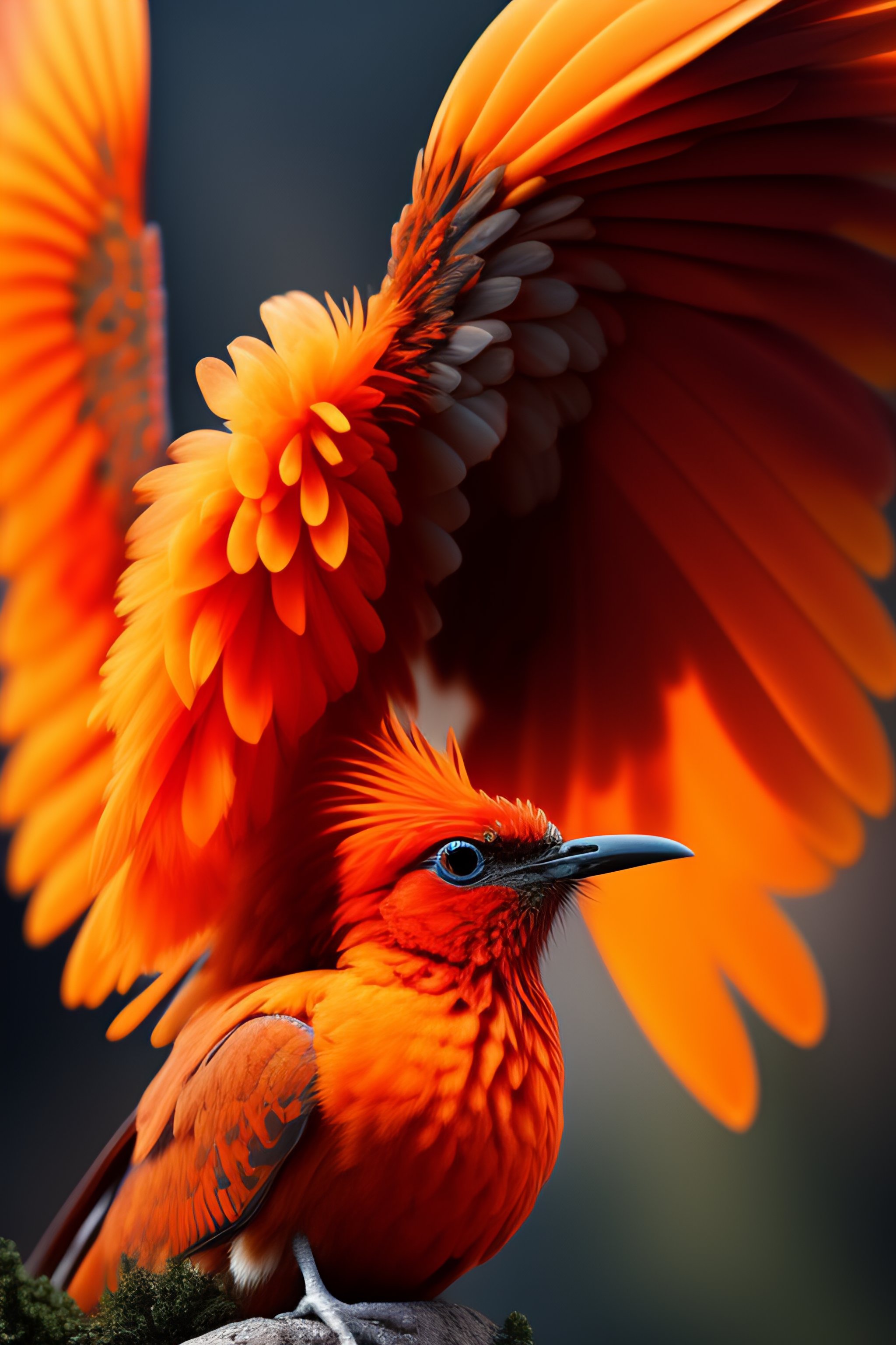 Lexica - Orange pheonix with red eyes