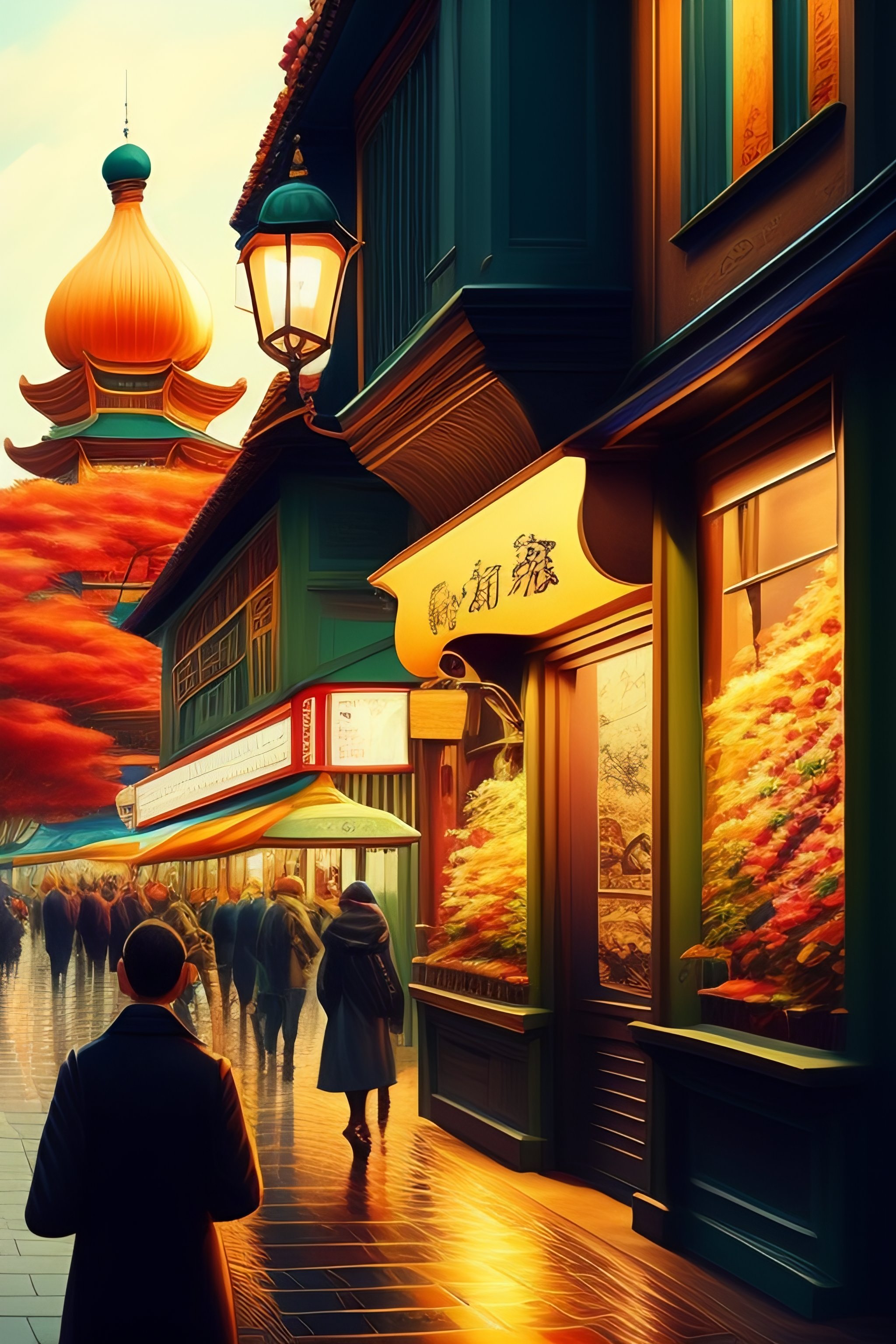 Lexica - Line drawing, geisha walking through the city, it is night and ...