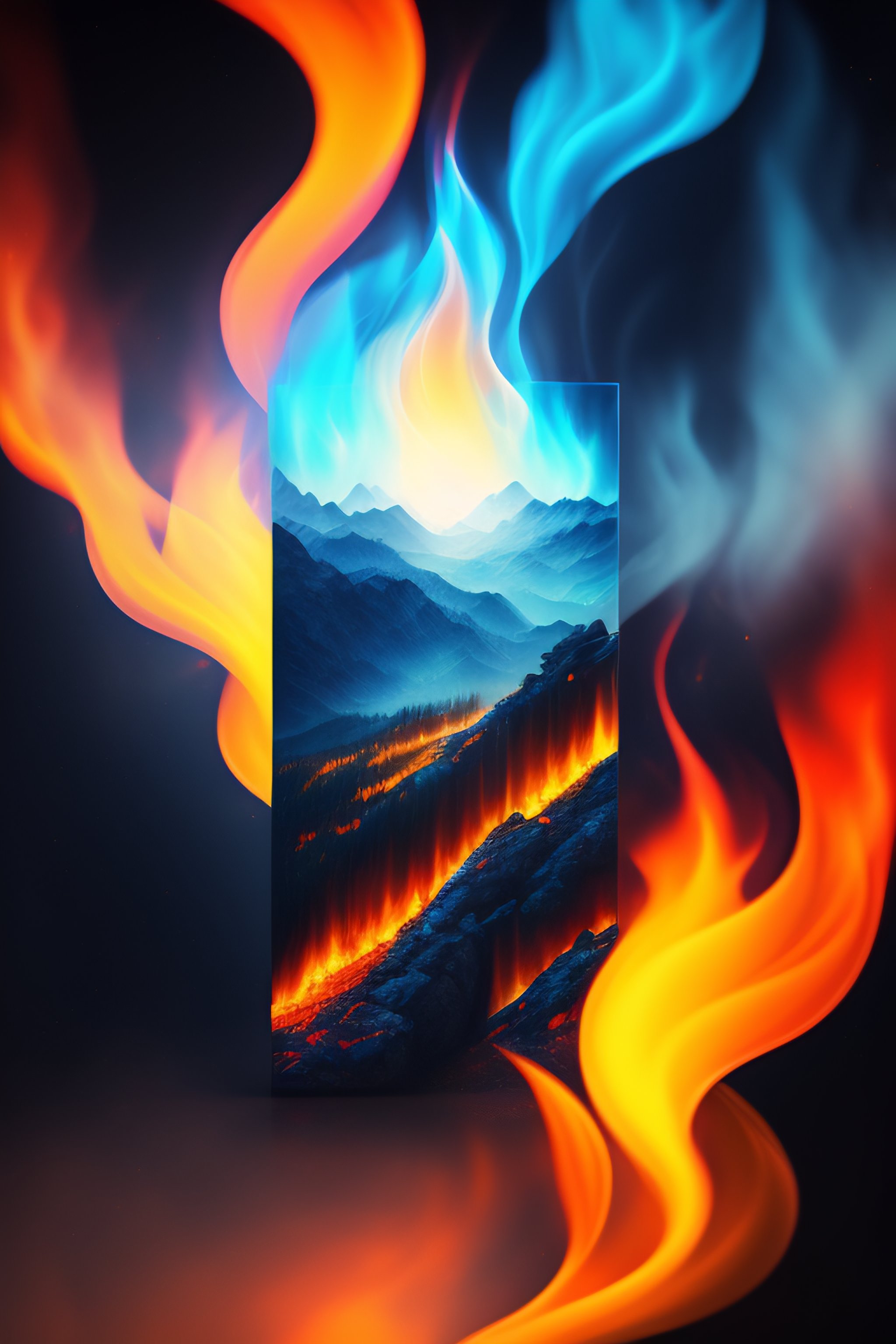 Lexica - Risen from fire text in fire and blue fire style
