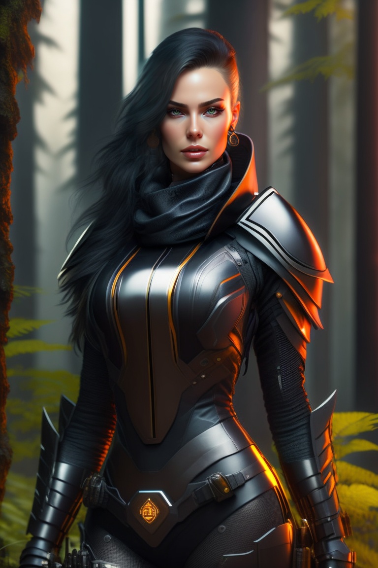 Lexica - Cyberpunk woman assassin gothic, commander in an armored suit ...