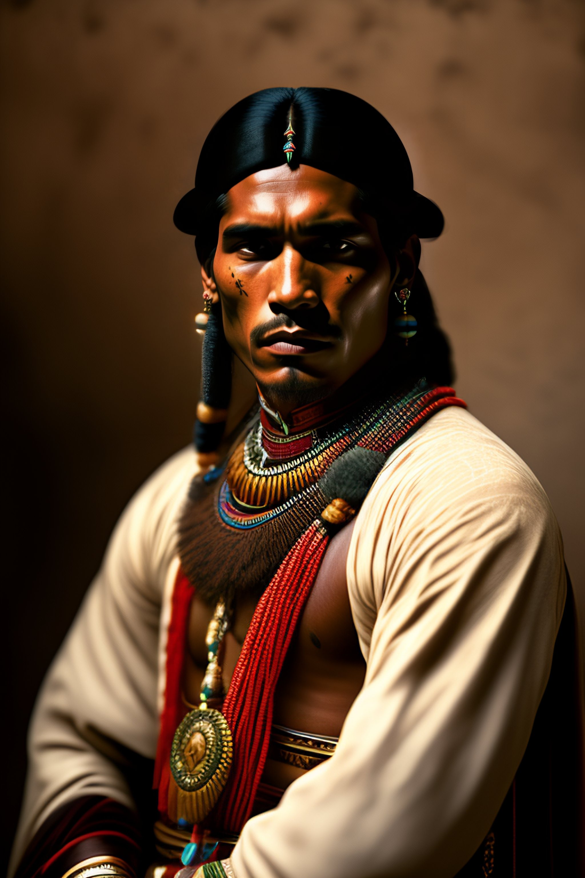Lexica - A male portrait of an apache indigen