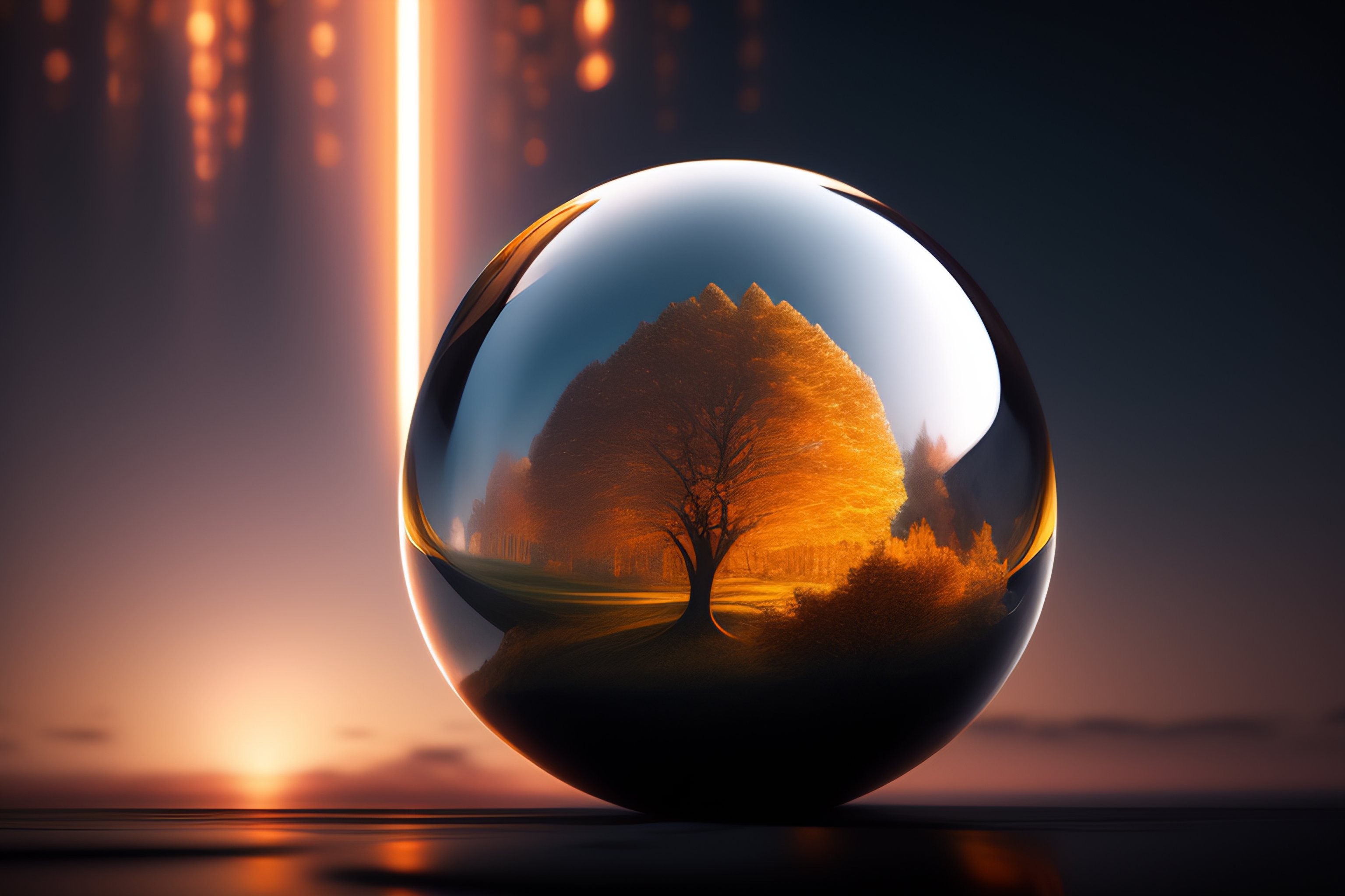 Lexica - Epic shot of a huge lighting in a beautiful glass Sphere ...