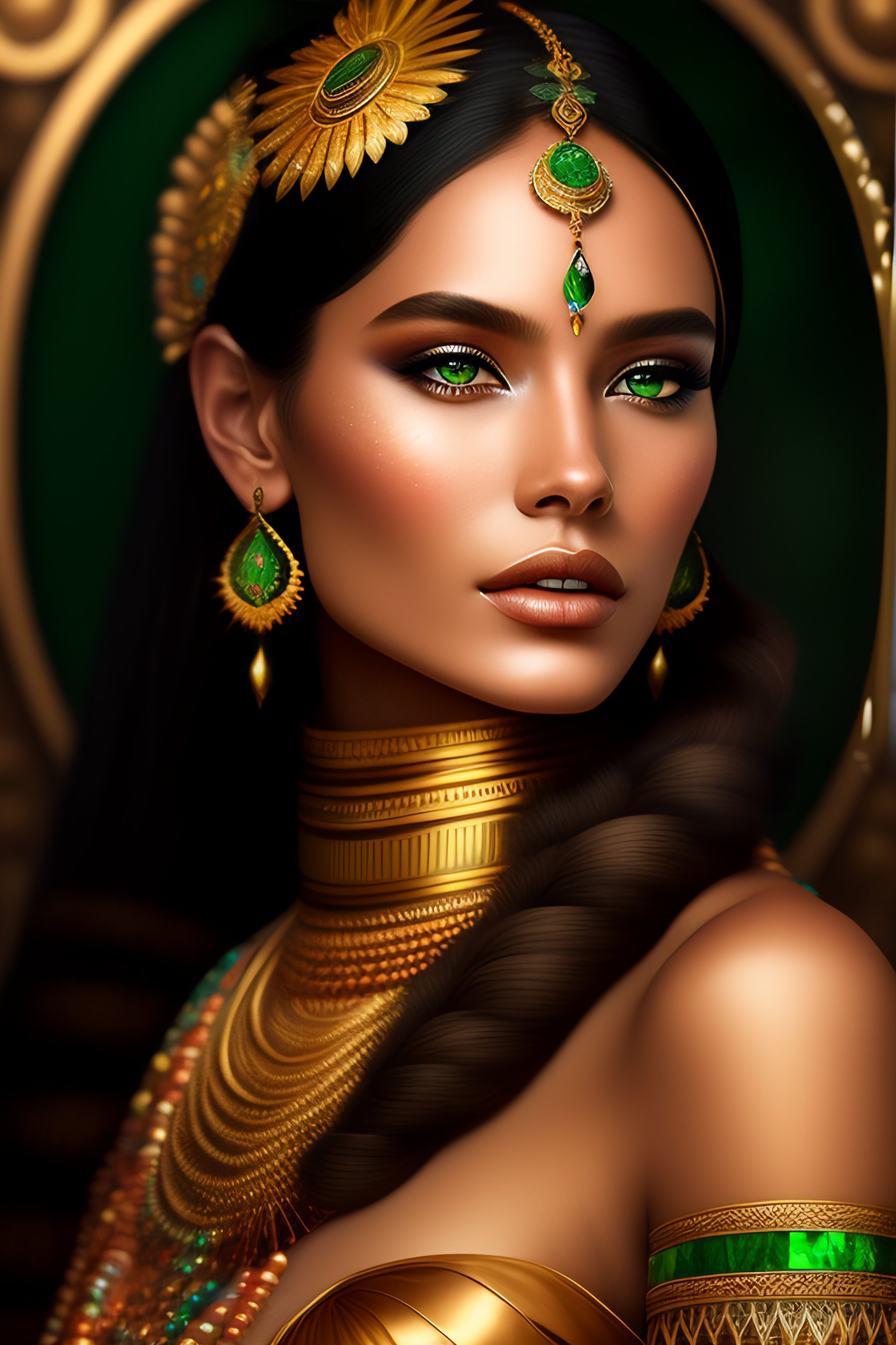 Lexica - Exquisite imaginative indigenous princess gold emerald lake ...