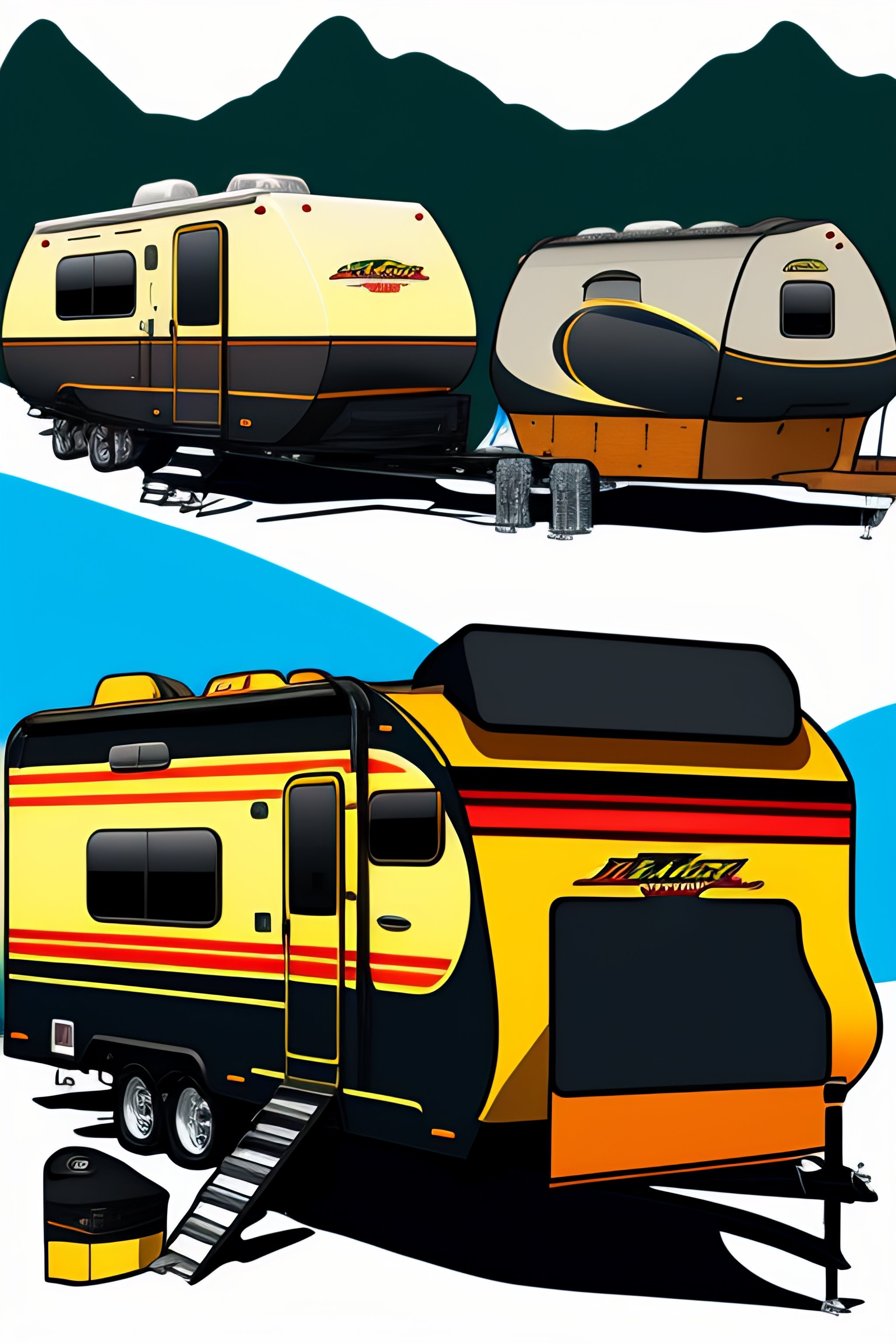 Lexica - Fifth wheel toy hauler clipart t-shirt art
