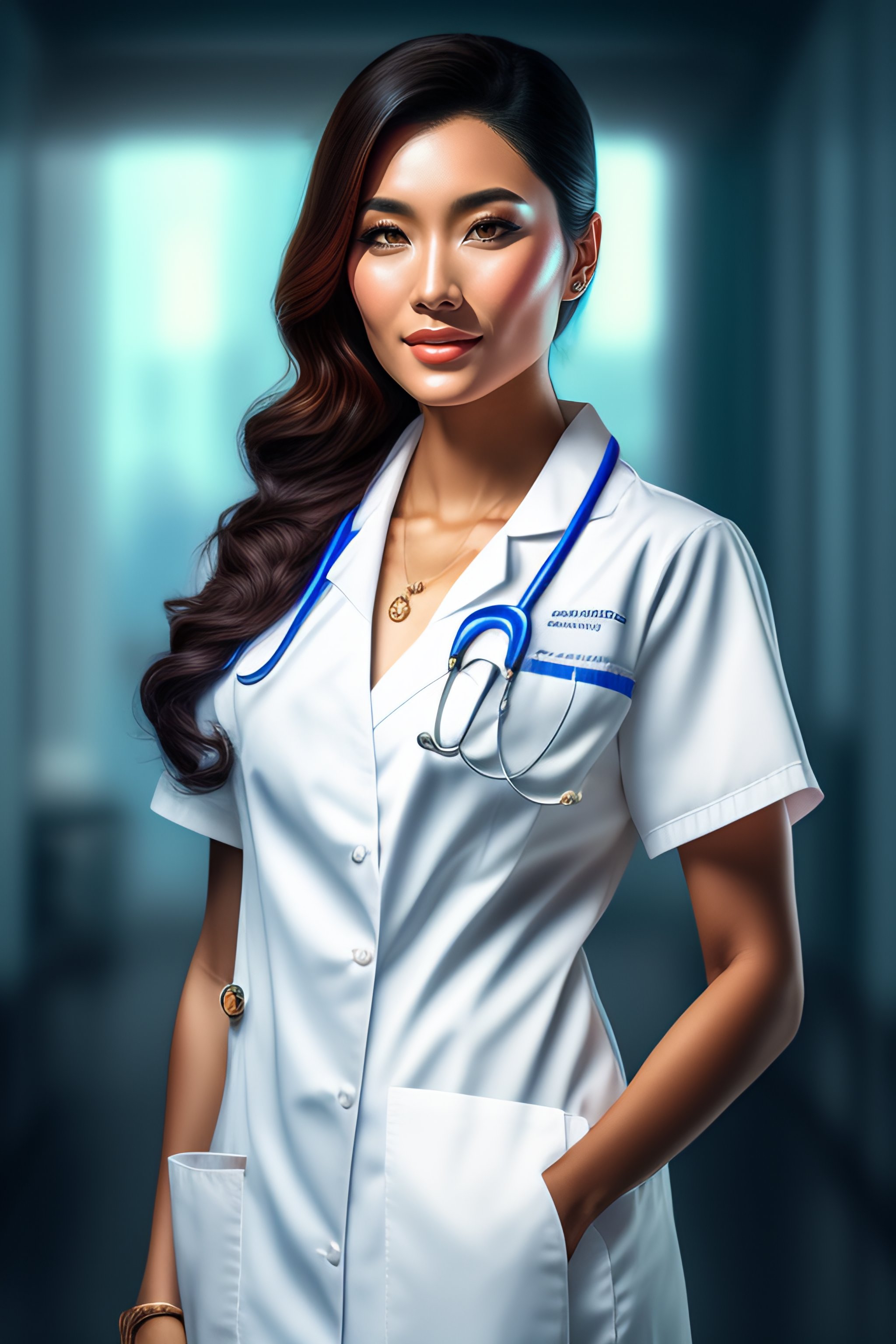 Lexica - Photo of a gorgeous young doctor wearing a doctors outfit in ...