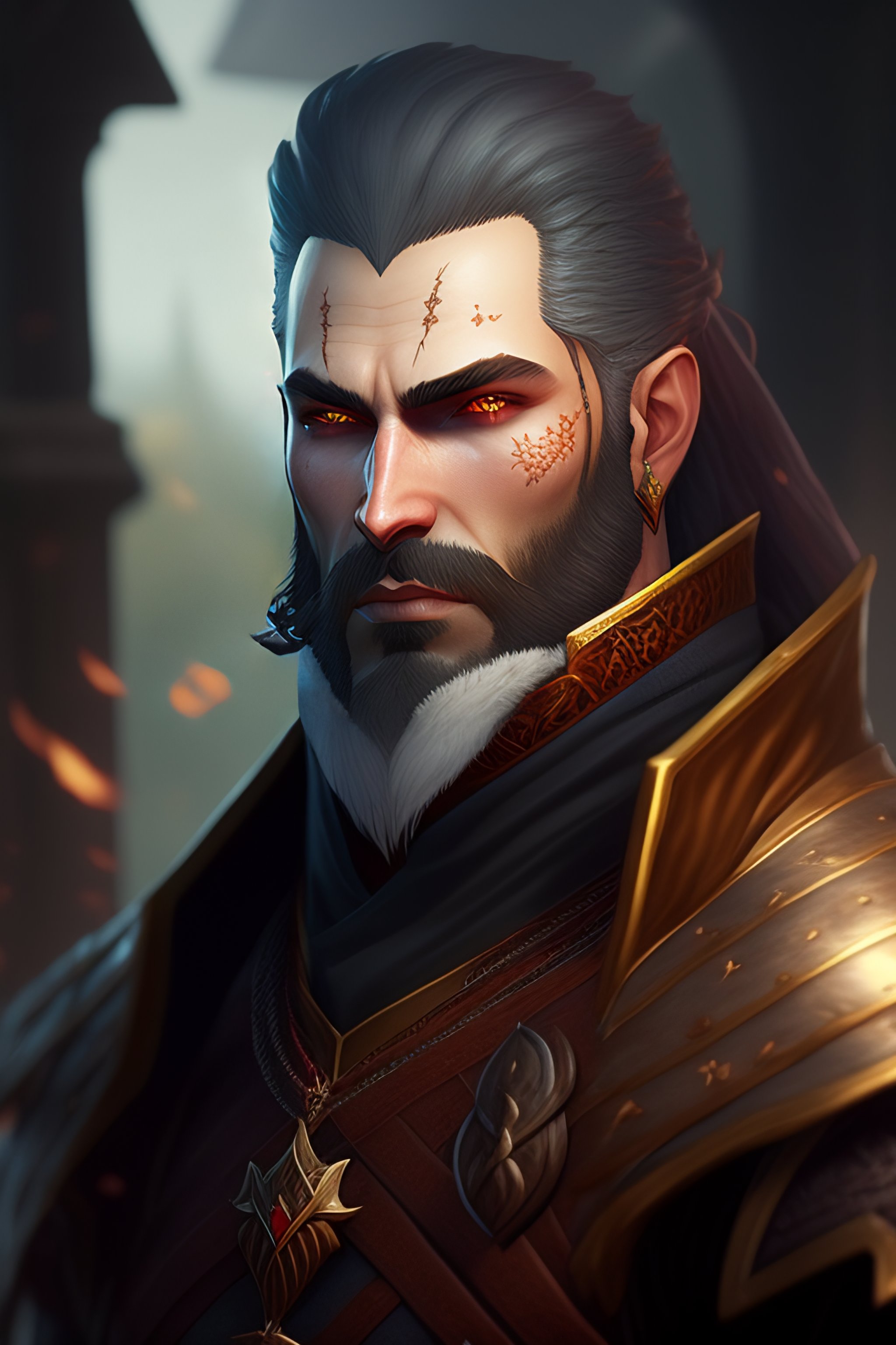 Lexica - Witcher with dark hair and beard, artstation, pathfinder ...