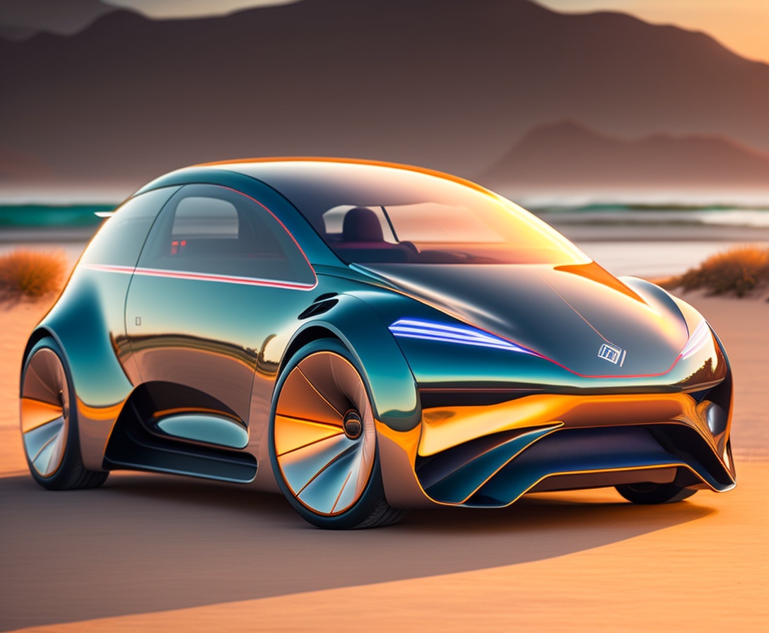 Lexica - Imagine a futuristic hatchback car concept with rounded smooth ...