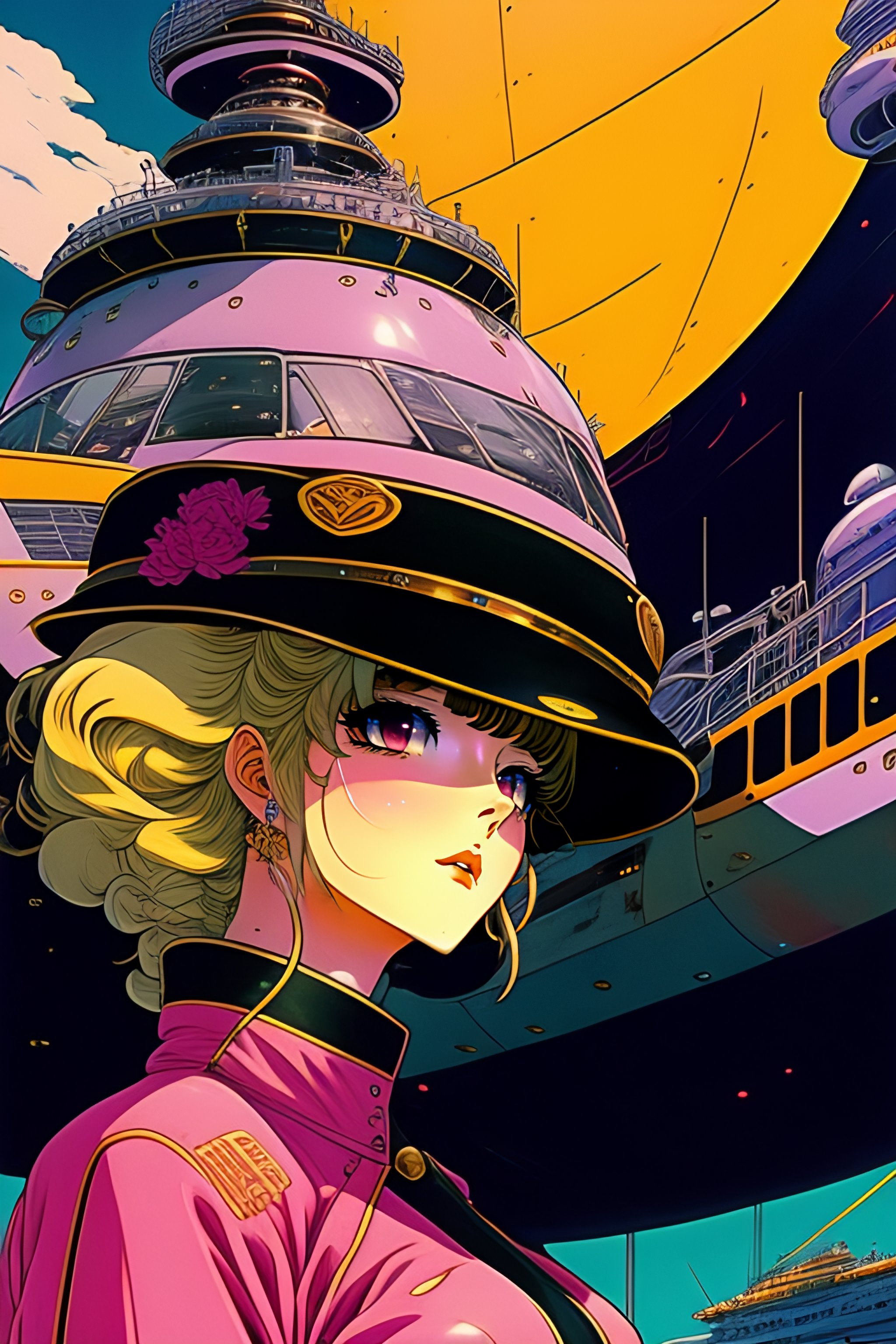 Lexica - Vintage 90's anime style. cluttered starship interior ...