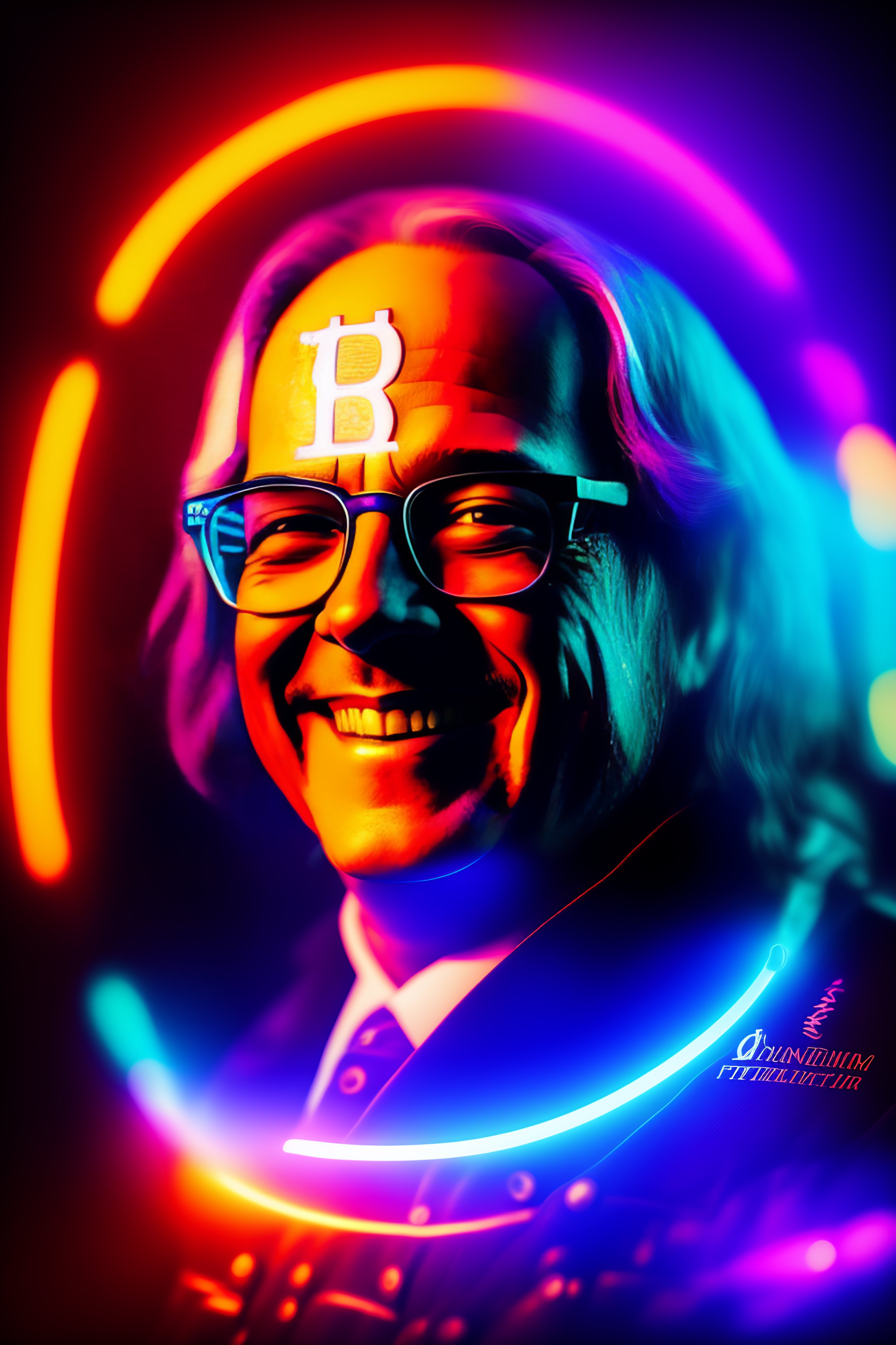 Lexica - Picture of smiling Benjamin Franklin as crypto traider, Imax ...