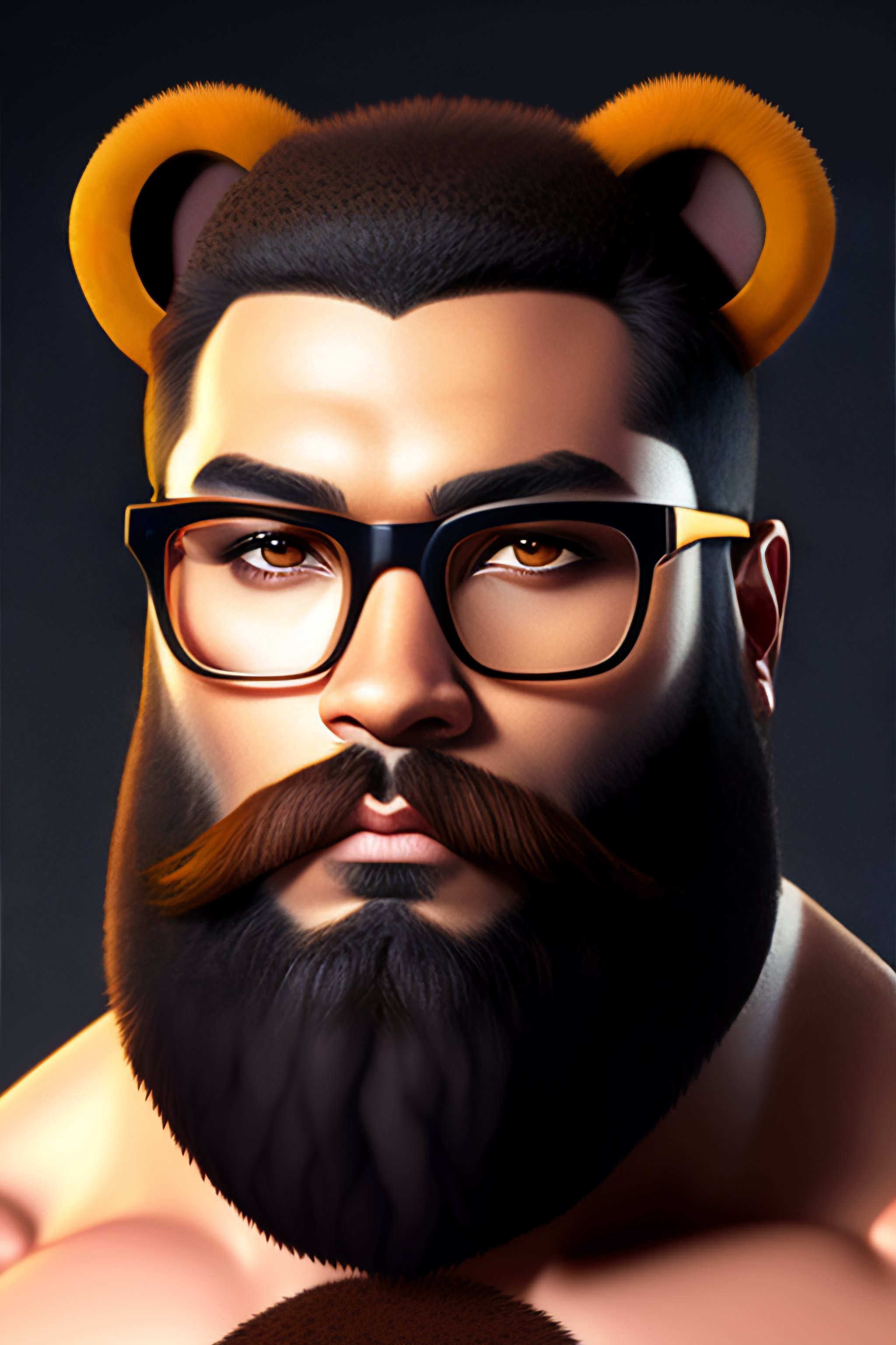 Lexica - Bear guy, with a hexagonal face, wit glasses, anose piercing ...
