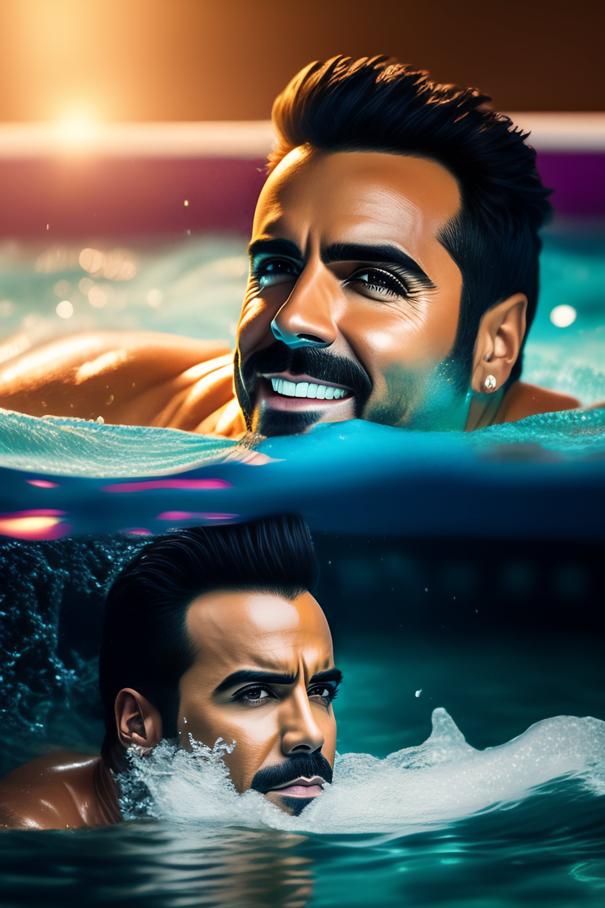 Lexica - Luis Fonsi in a swimming pool