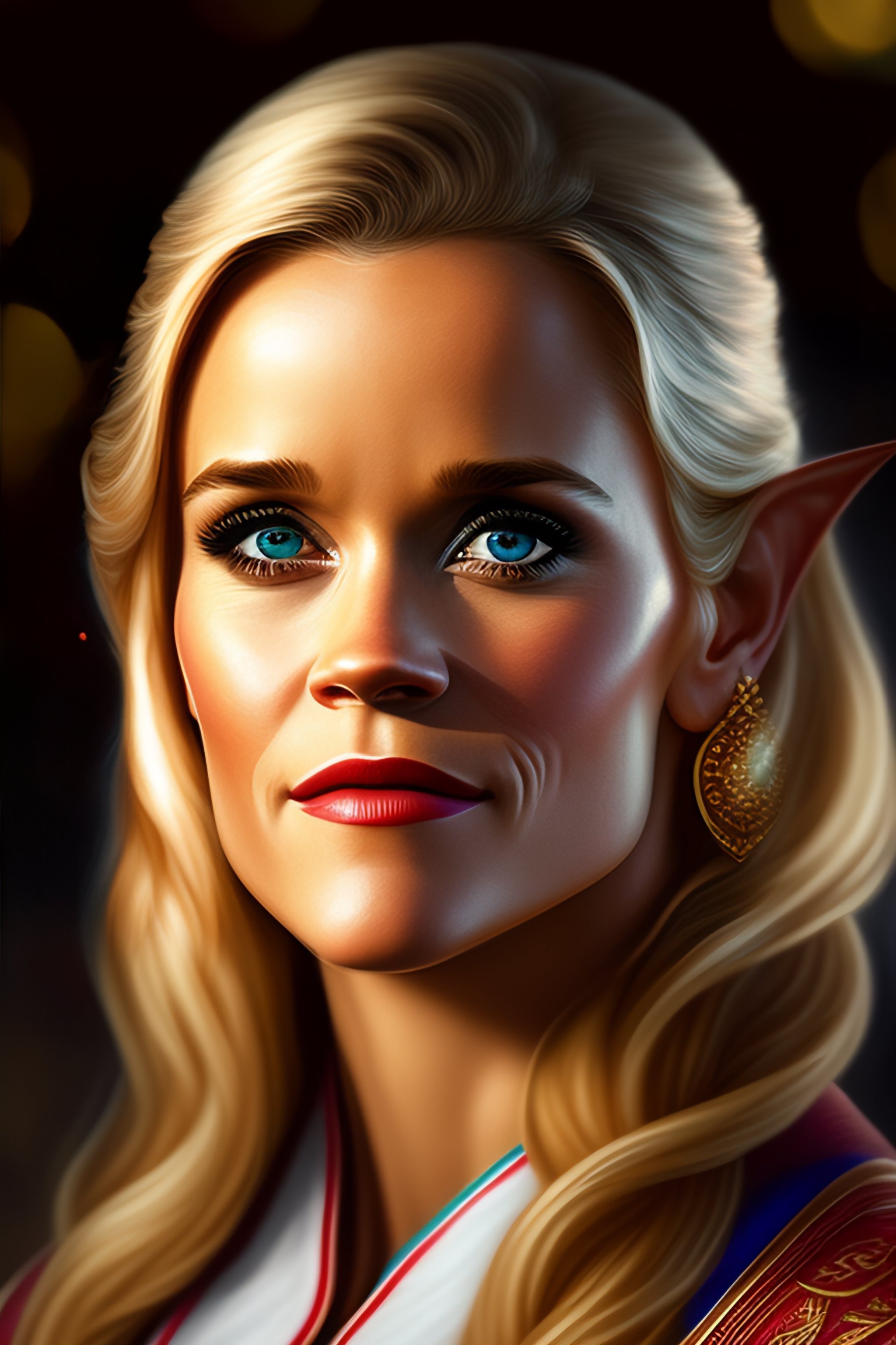 Lexica - Photo of Reese Witherspoon as an elf with very long pointed ...