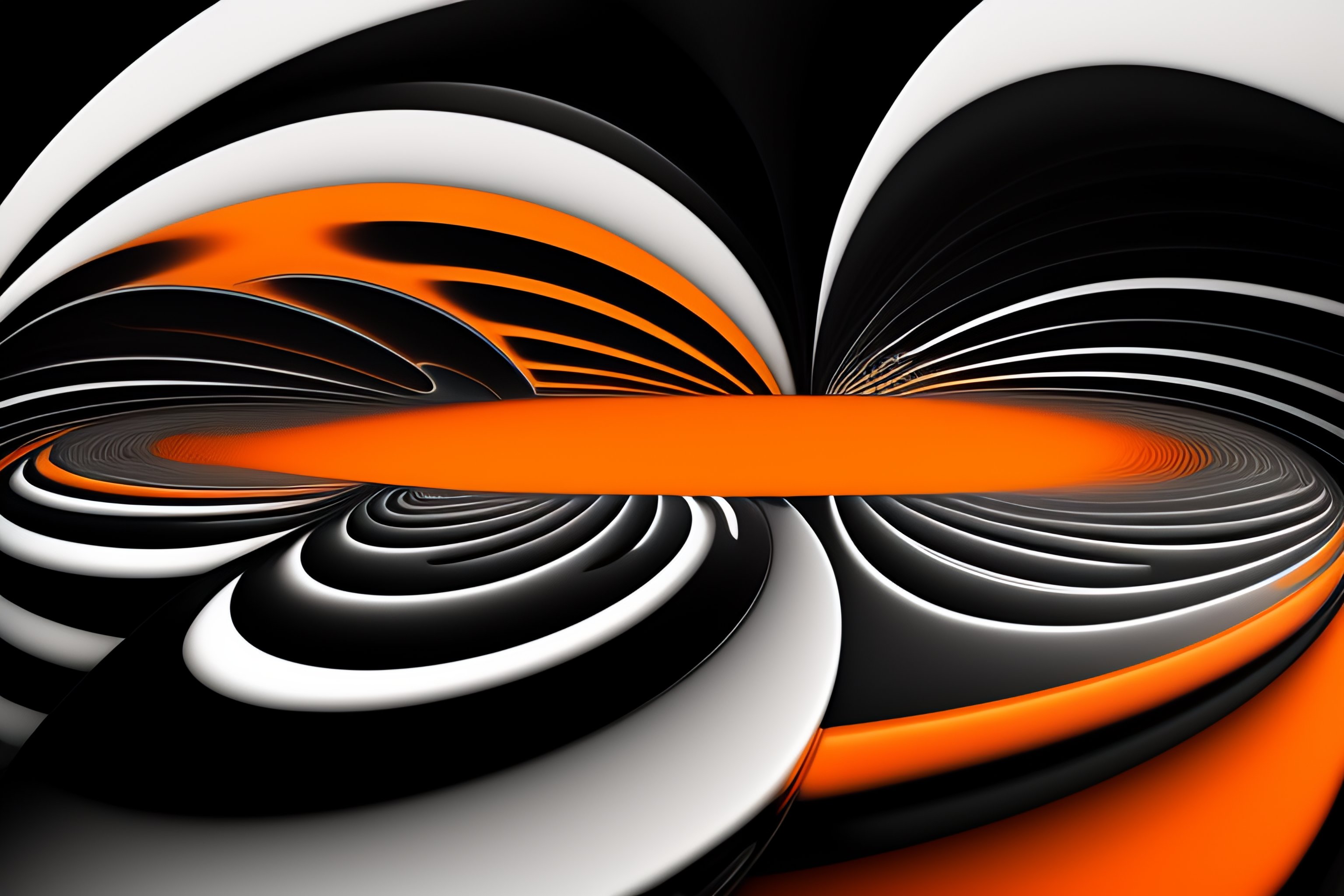 Lexica - 7D Abstract illusion black white orange design