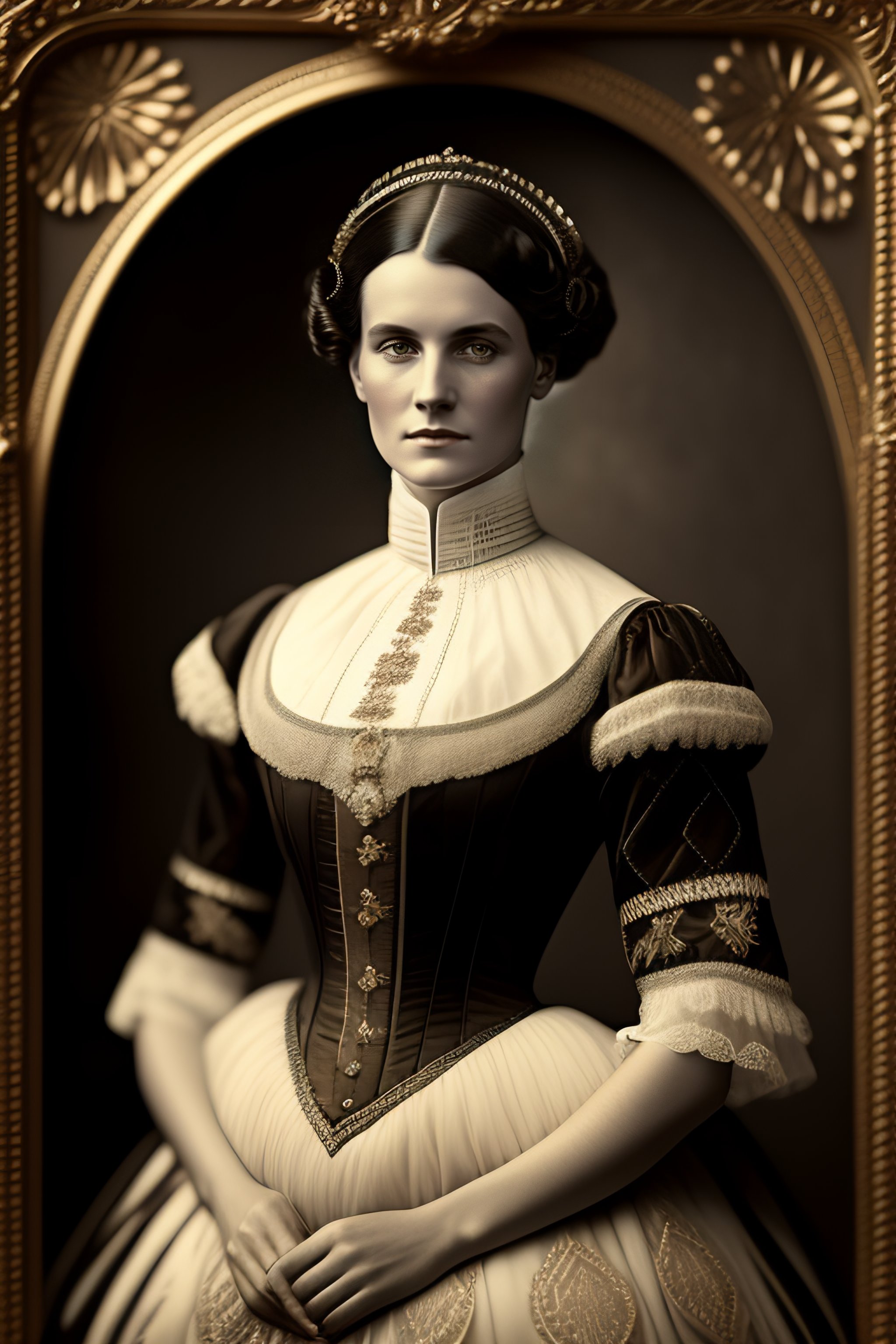 Lexica - Ambrotype portrait of a young victorian woman wearing formal ...