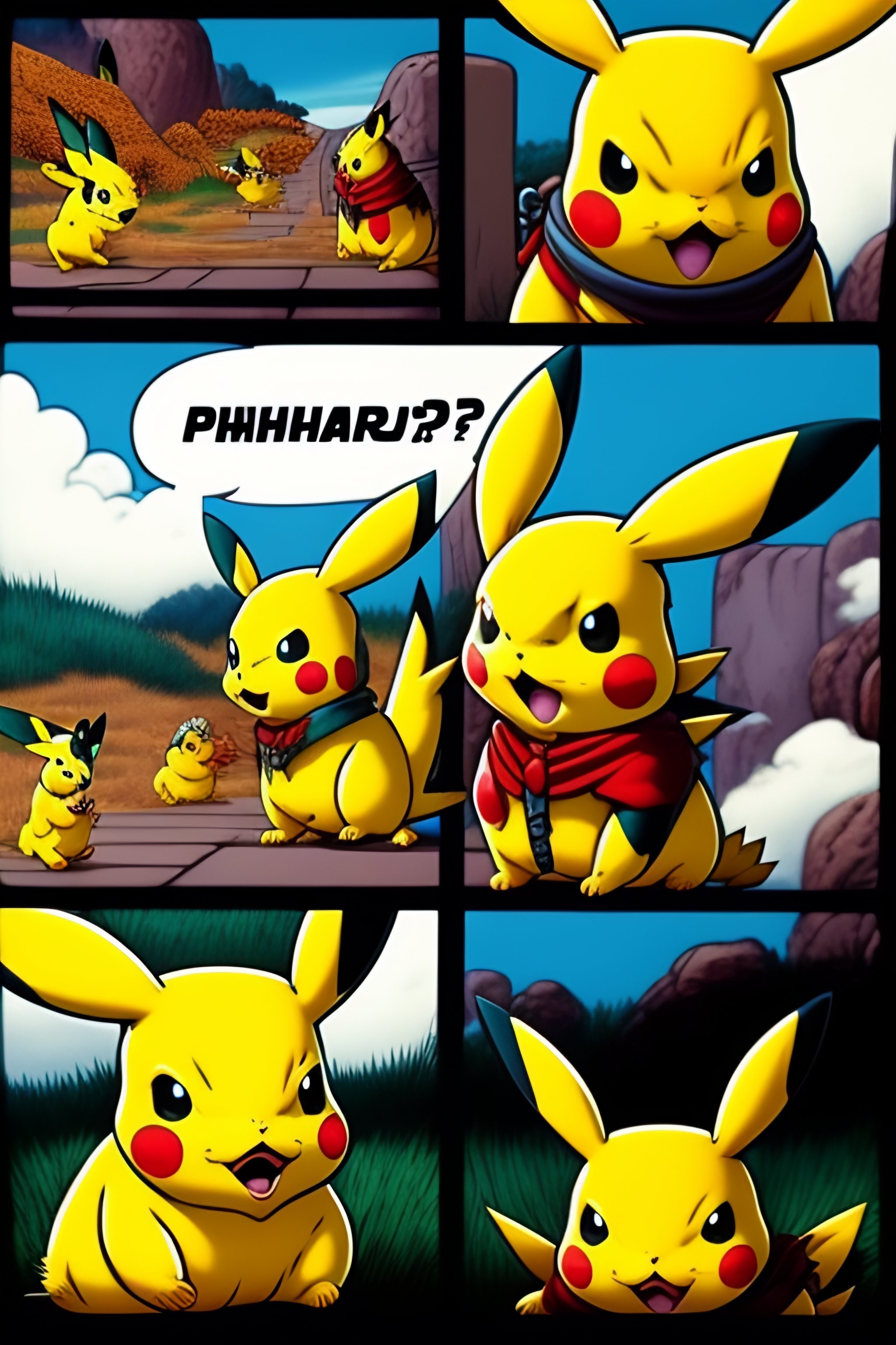Lexica - The second panel could show Pikachu coming across a group of ...