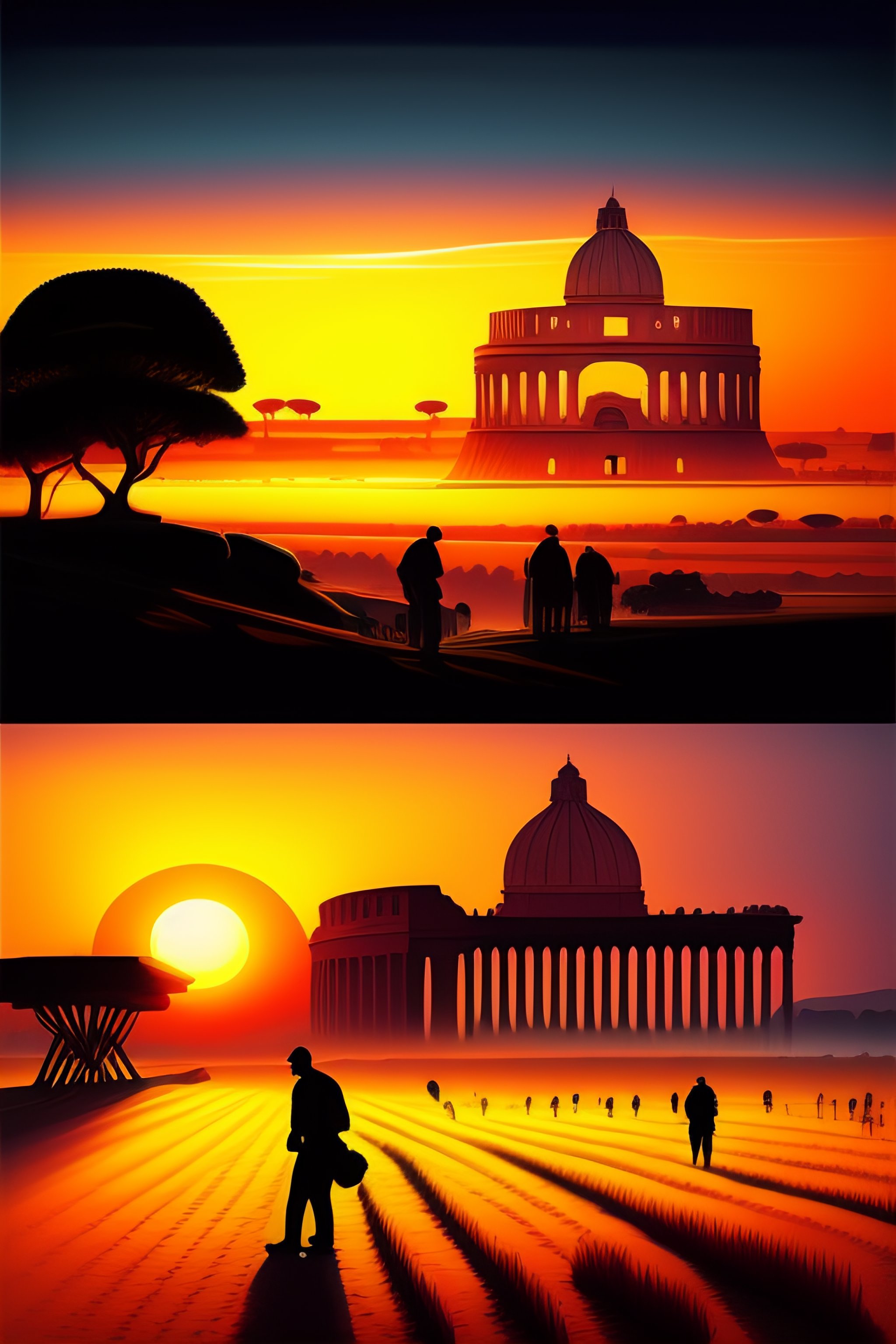 Lexica - Ancient rome, people working on fields, bold shapes, hard ...