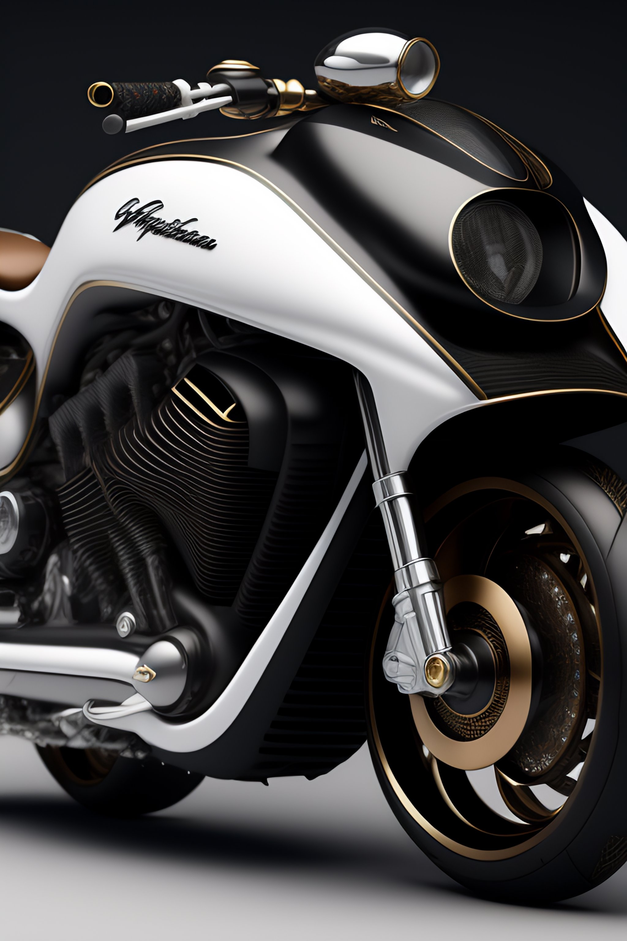 Lexica - Wide shot of a minimal Steampunk carbonfiber white pearl and ...