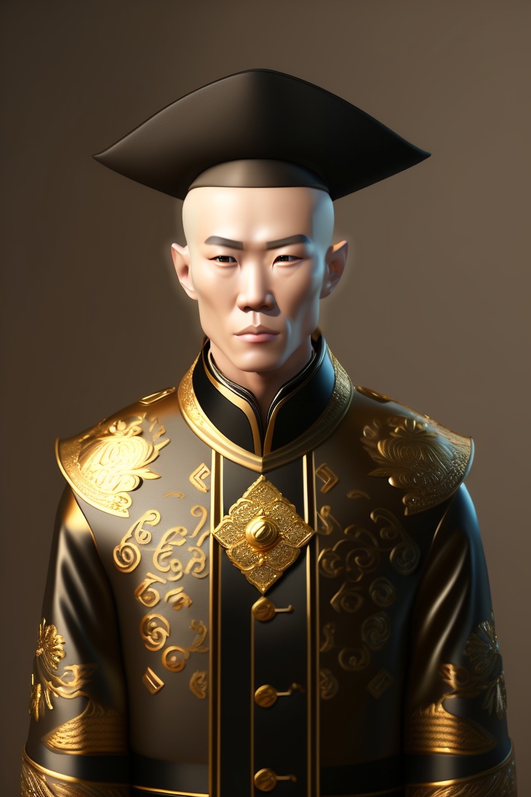 Lexica - Chinese walter White bald with a Classic black silk Tang suit ...