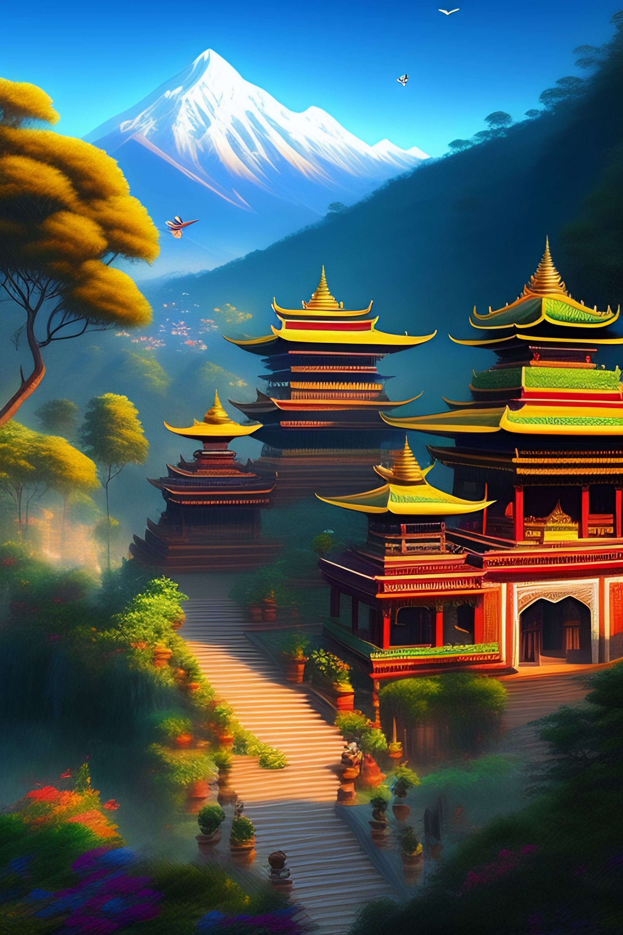 Lexica - Digital art of lushful city view of kathmandu, highly detailed ...